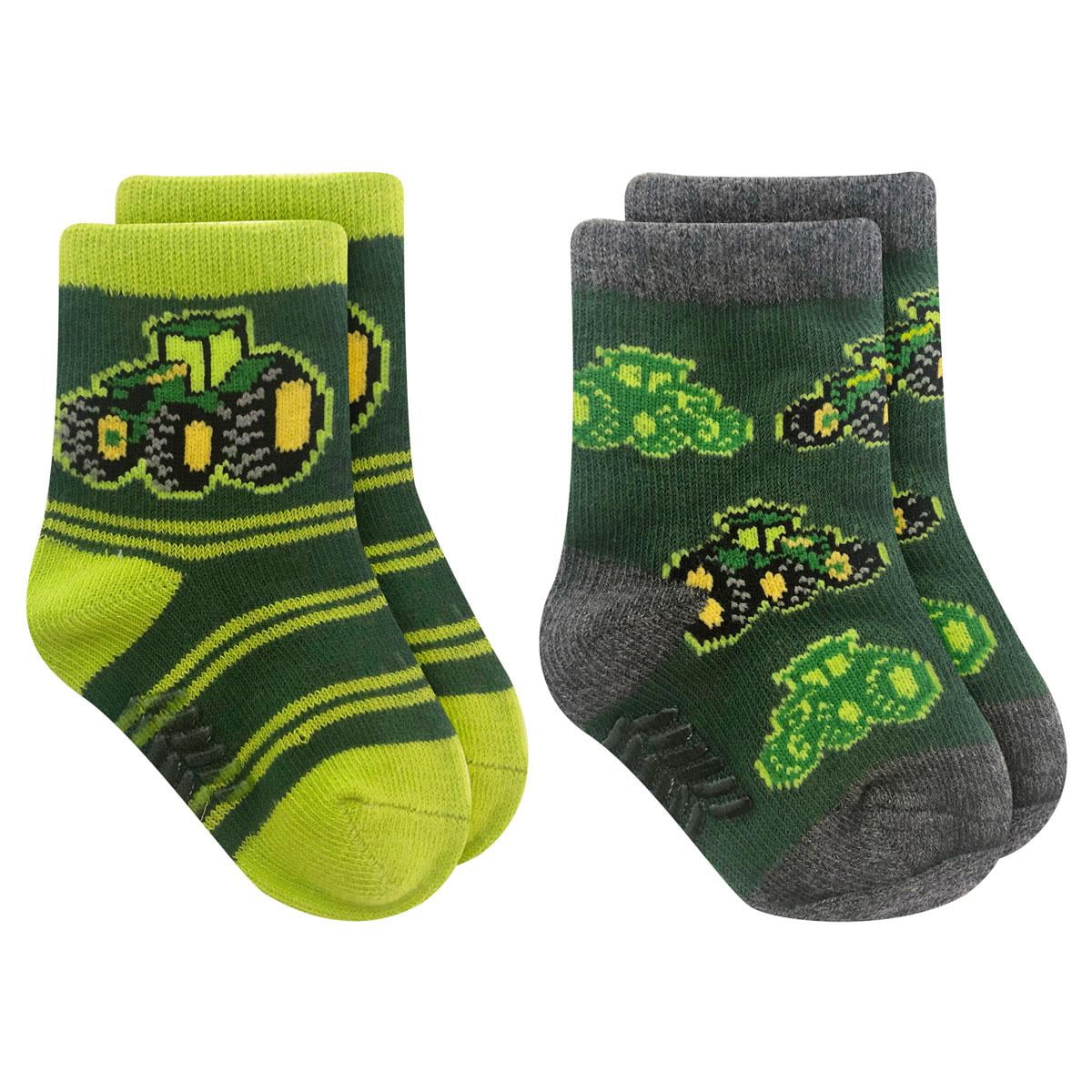 John Deere Infant Tractor Crew Socks with Grippers 2-Pack JD-1039-740 ...