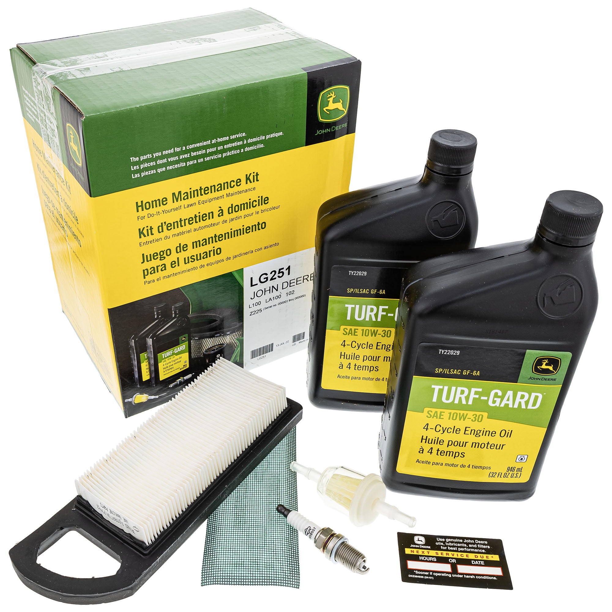 John Deere LG251 Maintenance Service Kit 102 105 L100 LA100 Z225 Lawn ...