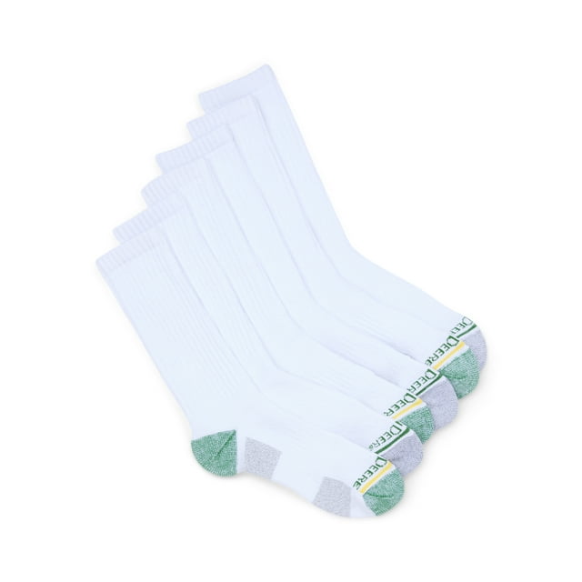 John Deere Men's Performance Crew Socks 6-Pack, Cushioned with Arch ...