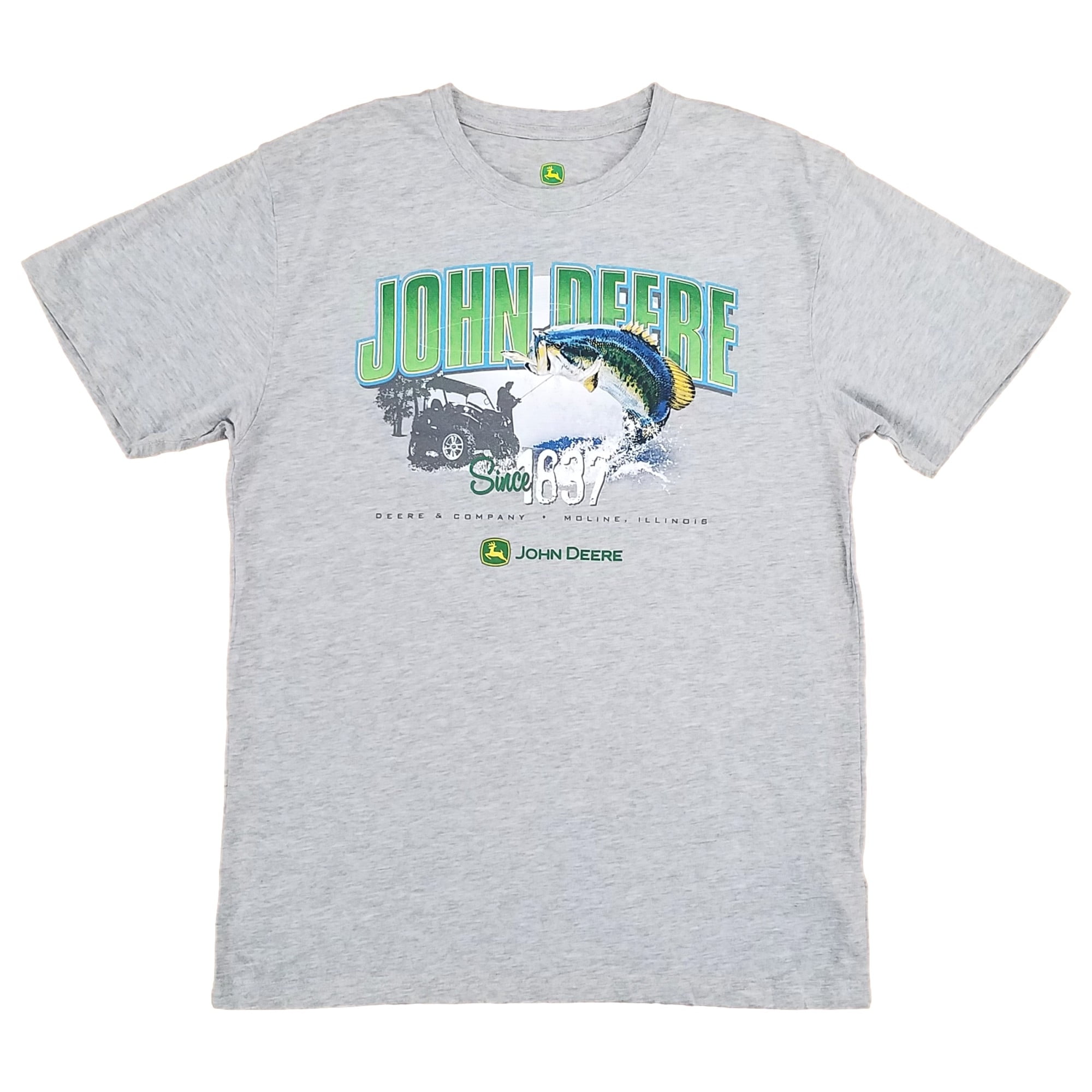 John Deere Mens Heather Gray Large Mouth Bass Short Sleeve T-Shirt ...