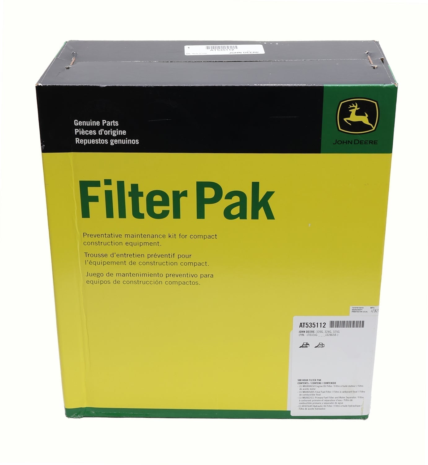 John Deere Original Equipment (320G/324G/325G)(500 HOUR) Filter Pak ...