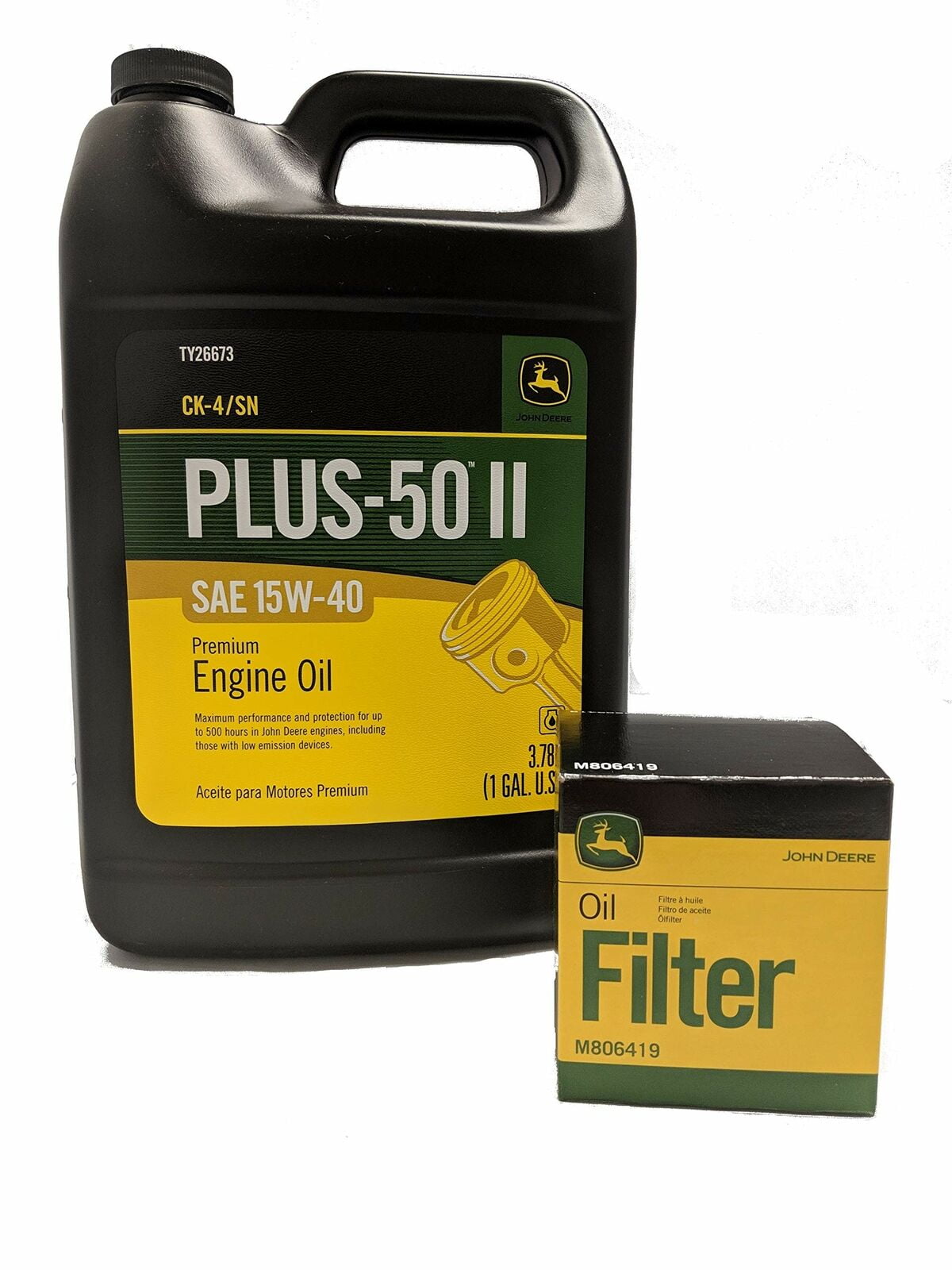 John Deere Oil Change Kit, M806419 Filter, 1 Gallon 15W-40 Oil, Fits ...