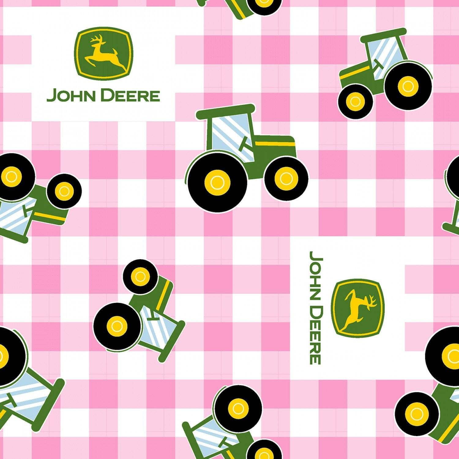 John Deere Plaid Pink Cotton Fabric - Walmart.com