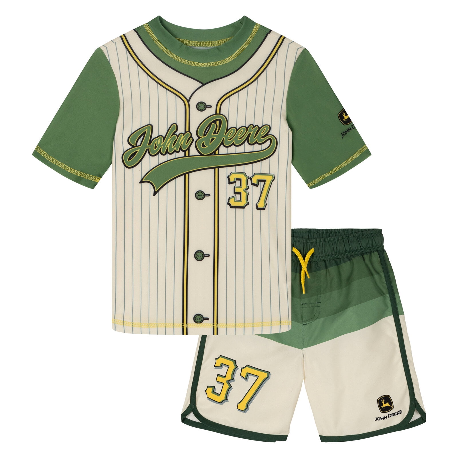 John Deere Rash Guard and Swim Trunks UPF 50+ Outfit Set Toddler to ...