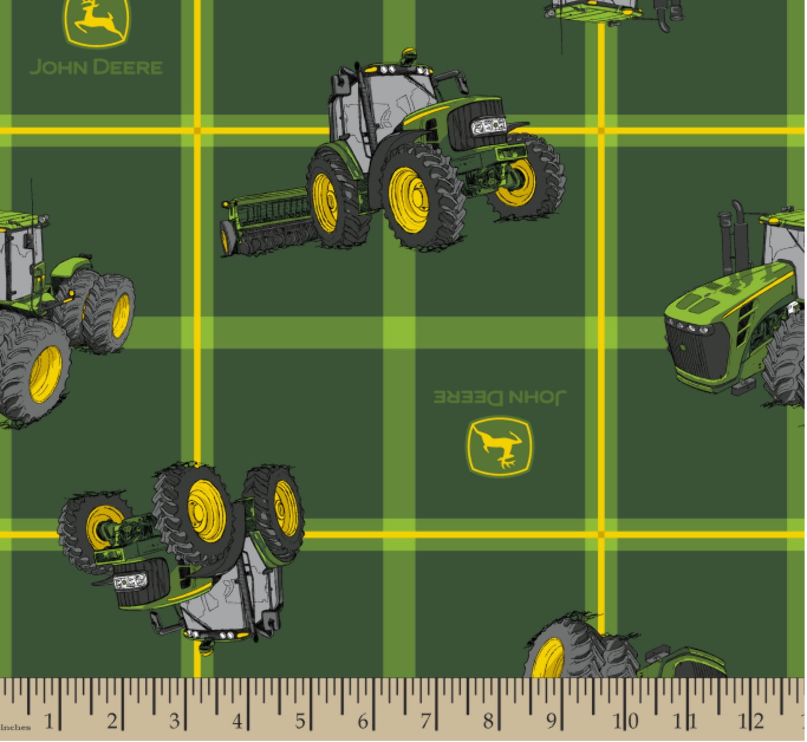 John Deere Square Plaid Tractors Green Cotton Fabric - Walmart.com