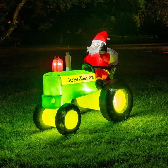 John Deere, Inflatable Christmas Tractor with Santa, 6 Foot - Walmart.com