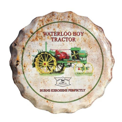 John Deere Waterloo Tractor Scene Metal Tin Sign, Large 21", Bottle Cap ...