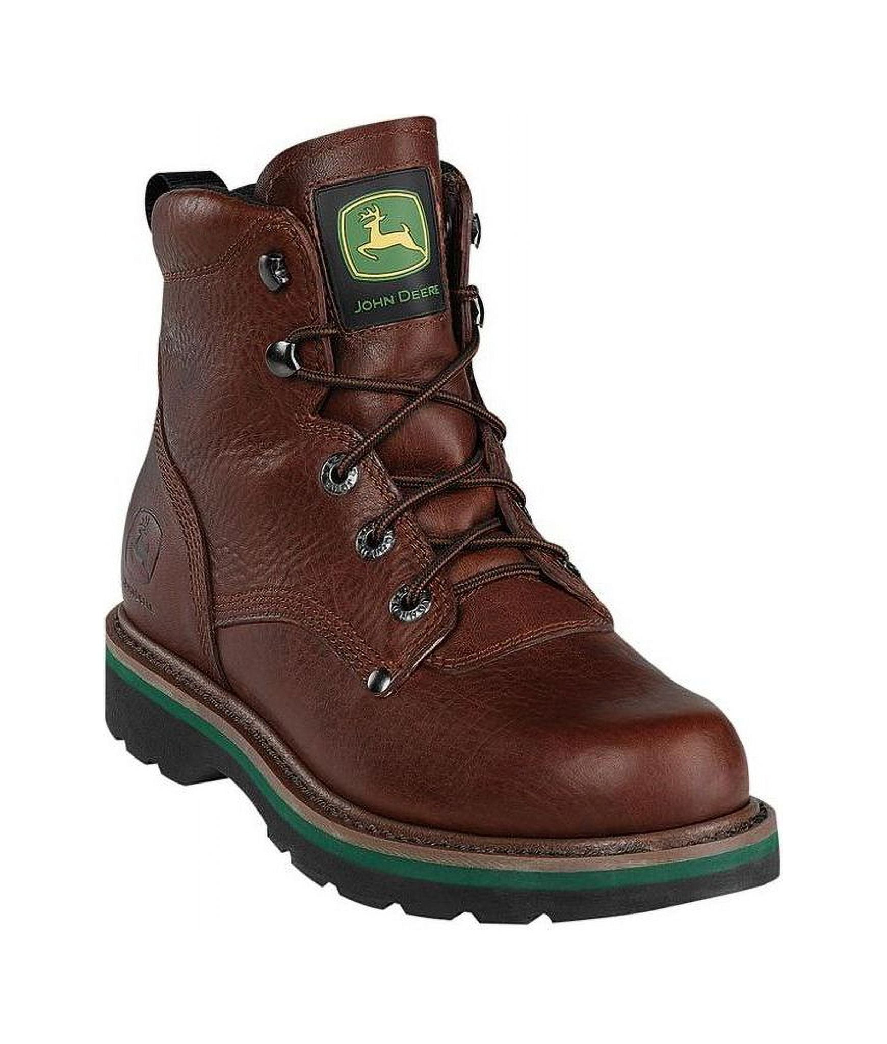 John Deere Work Boots Mens Leather Steel Toe Lacer Dark Walnut JD6393 ...