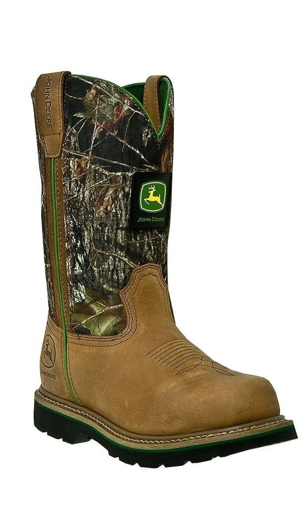 John Deere Work Boots Mens Round Toe Cowboy Tan Mossy Oak JD4148 ...