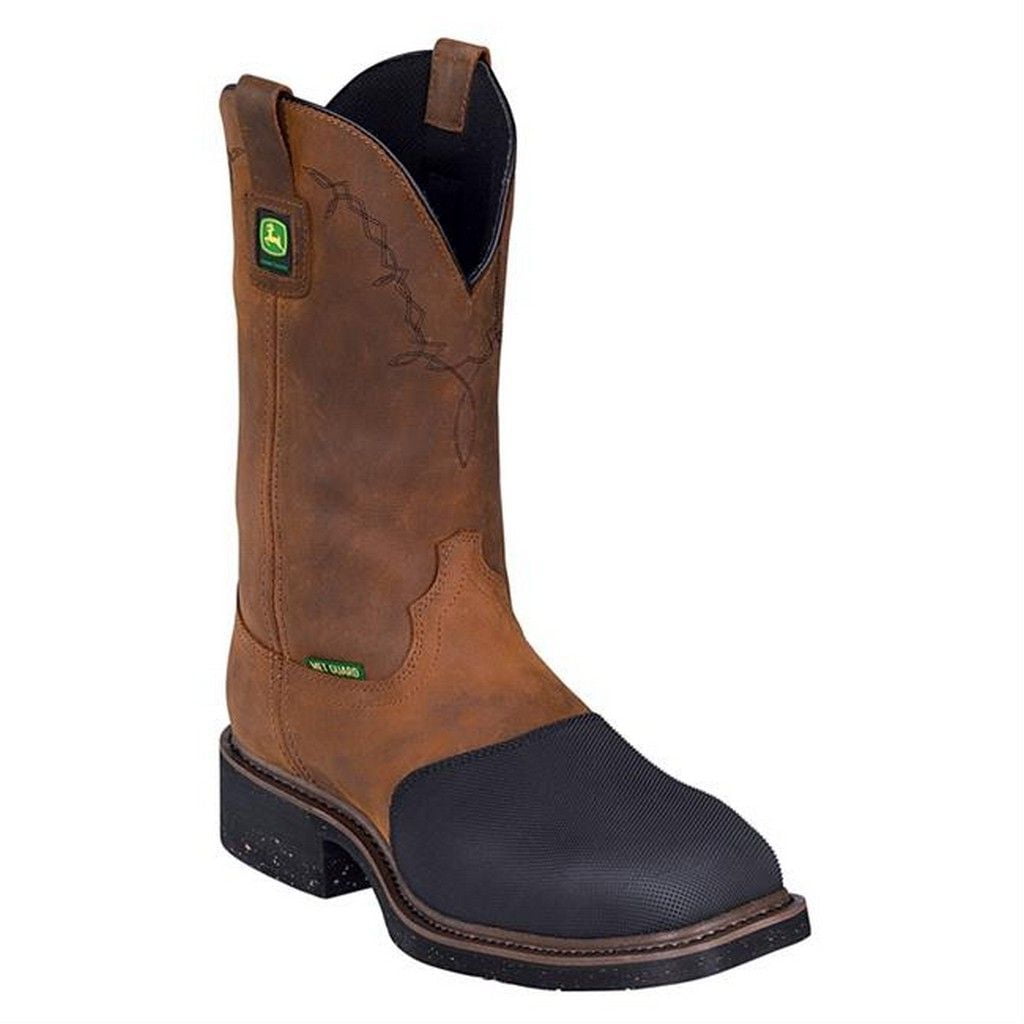 John Deere Work Boots Mens Western Met Guard Steel Toe Bark JD5374 ...