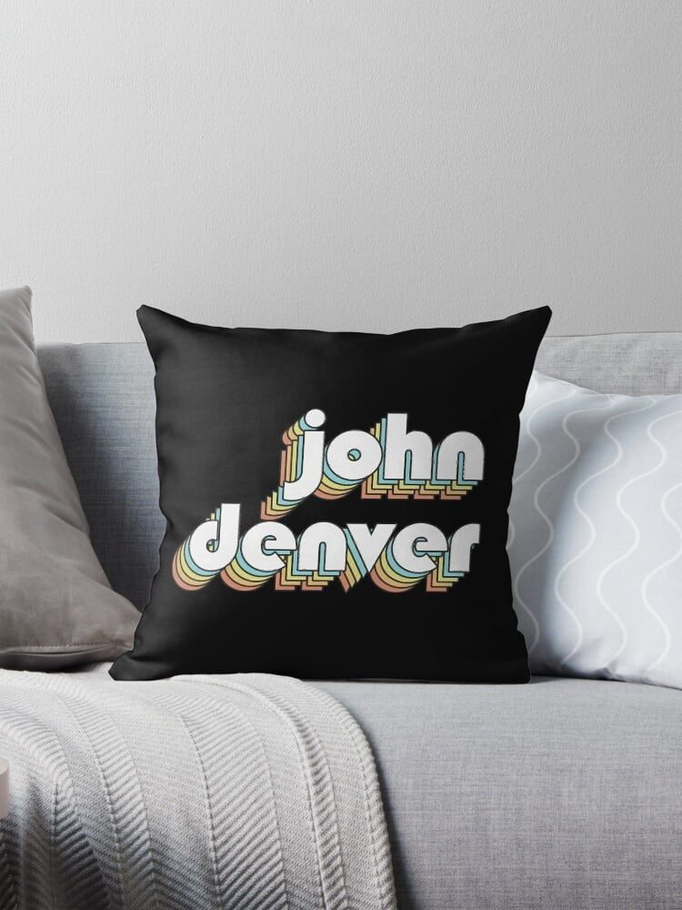 John Denver - Retro Rainbow Typography Faded Style Throw Pillow Covers ...