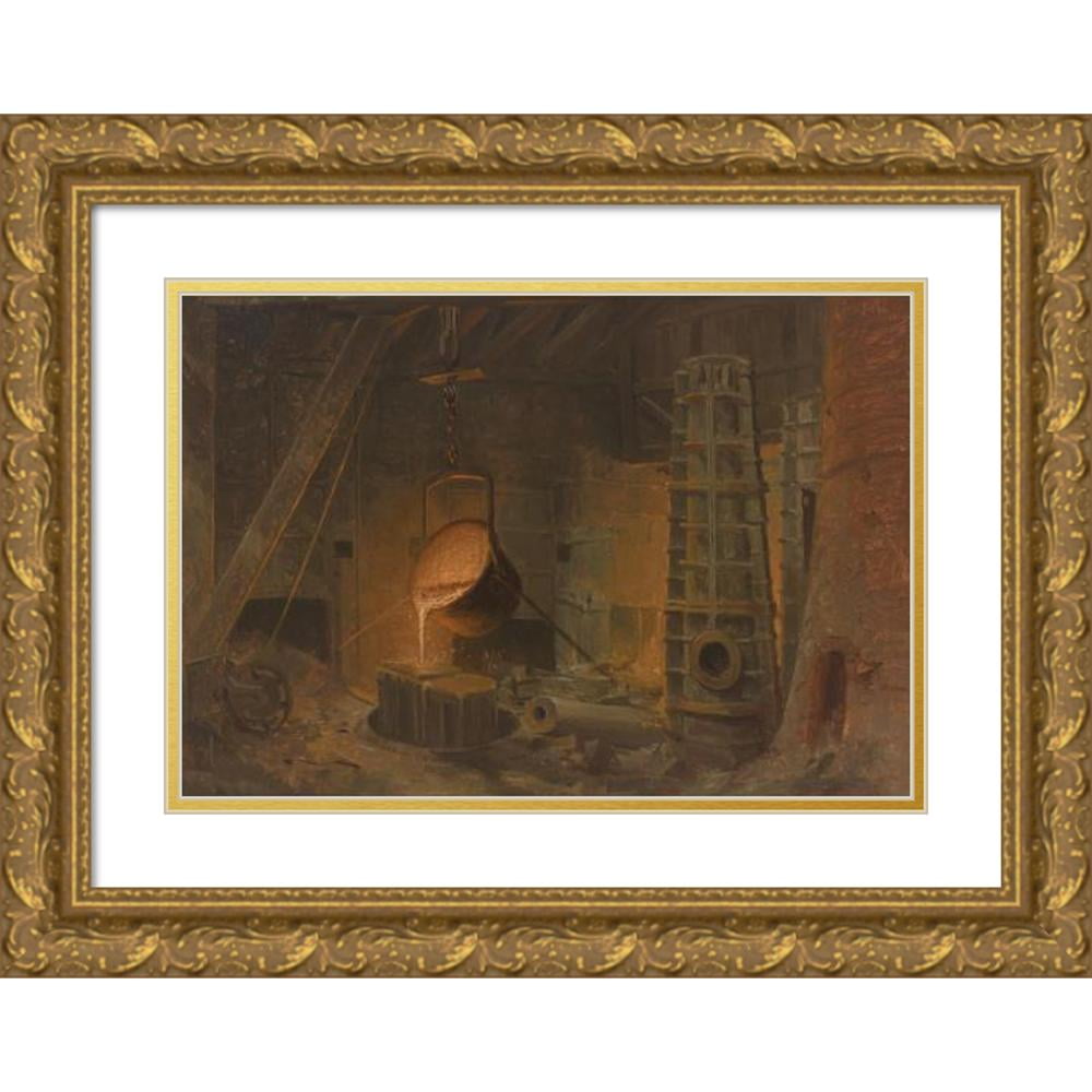 John Ferguson Weir 14x11 Gold Ornate Wood Frame and Double Matted ...