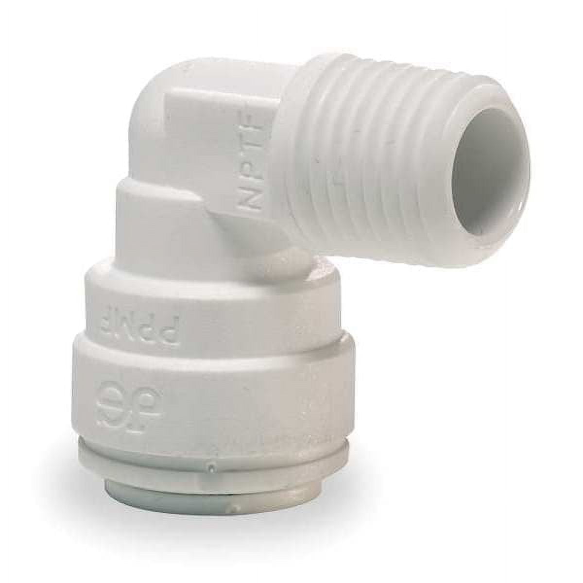 Push-Fit Elbow Fitting, 1/4 in Tube Size, Acetal, White, 10 PK ...