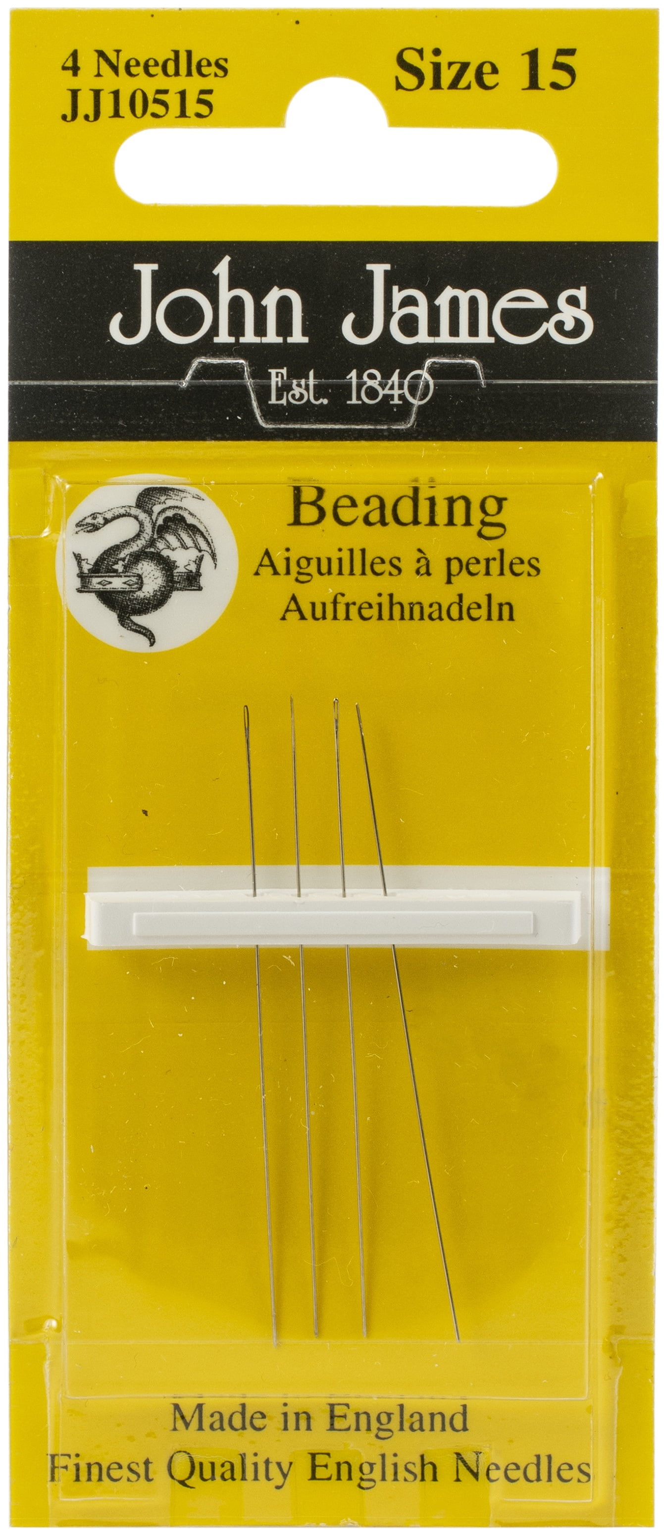 John James Beading Hand Needles-Size 15 4/Pkg - Walmart.com