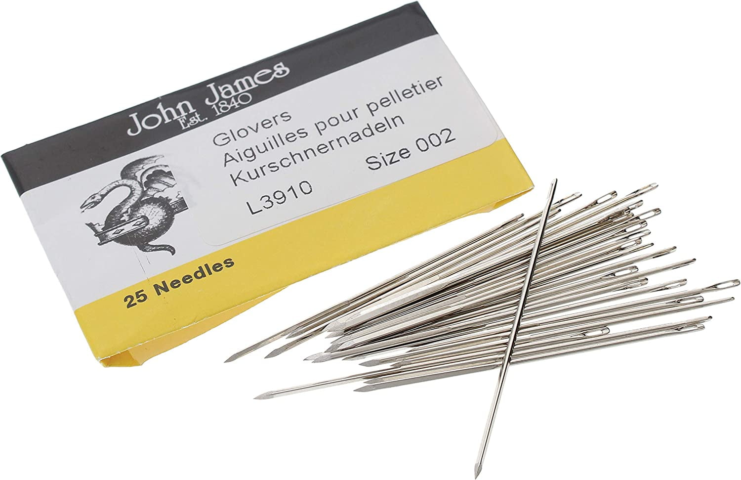 The Beadsmith John James Glovers Needles, Size #2, 44mm in Length and 0 ...
