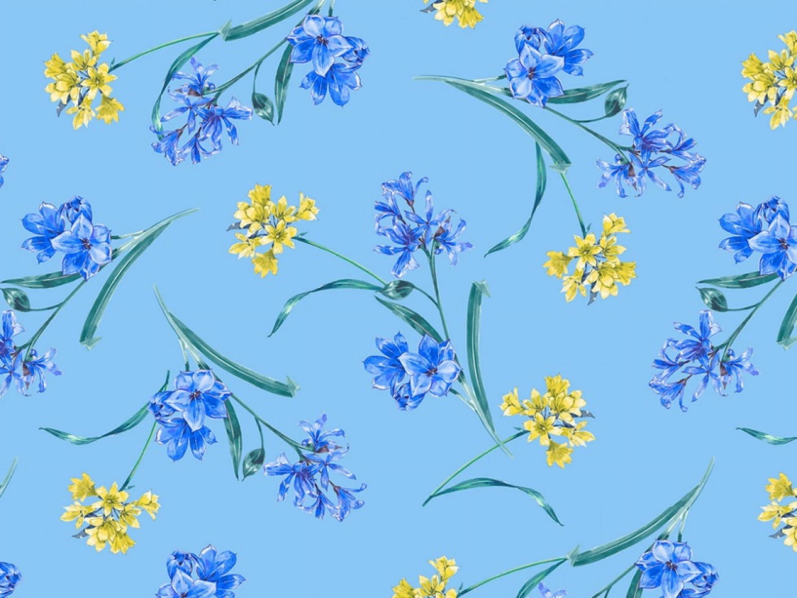 John Kaldor Floral Print Chiffon Dress Fabric Cornflower Blue - per ...