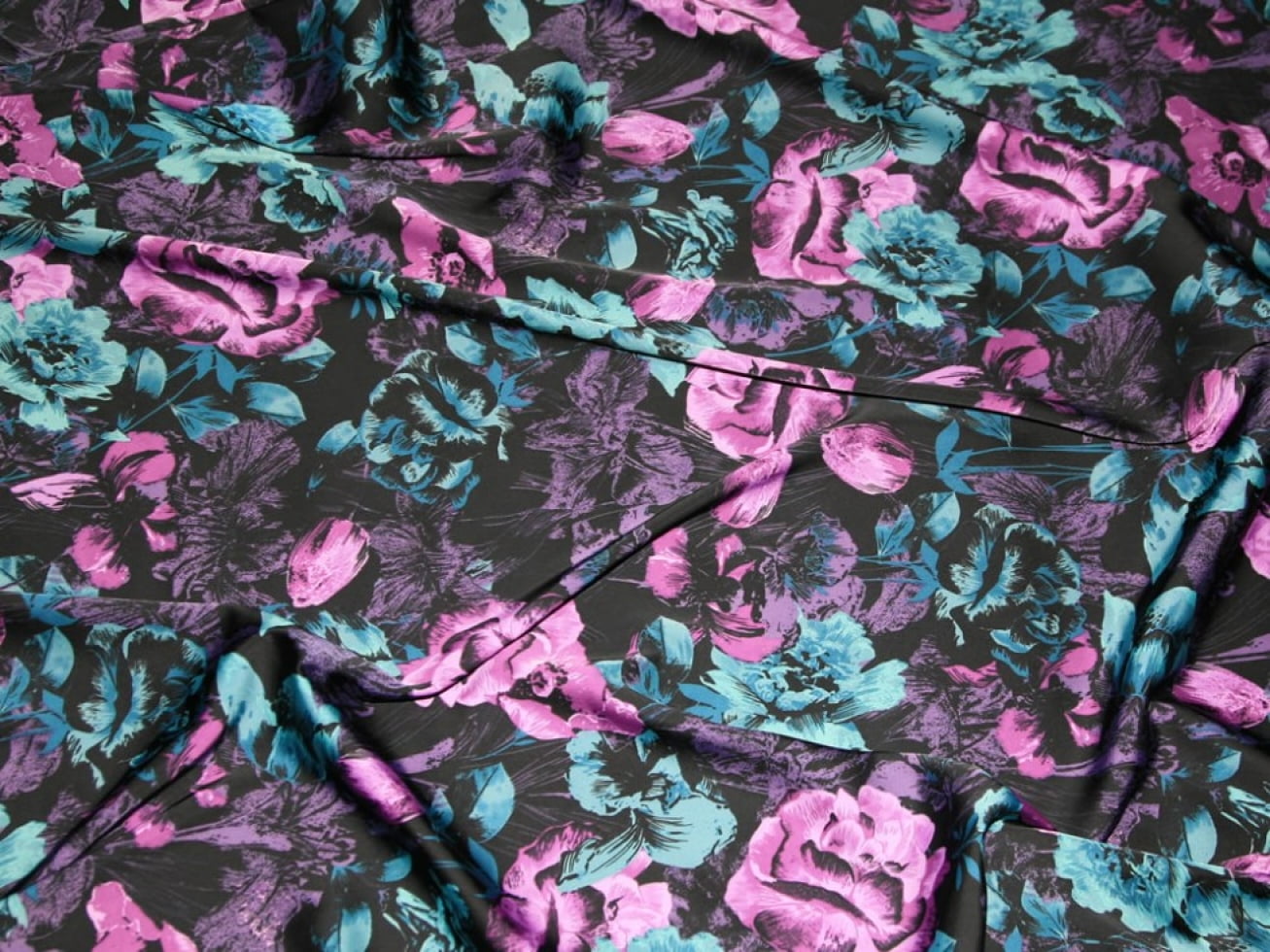 John Kaldor Ursula Stretch Woven Sateen Fabric Purple & Turquoise - per ...