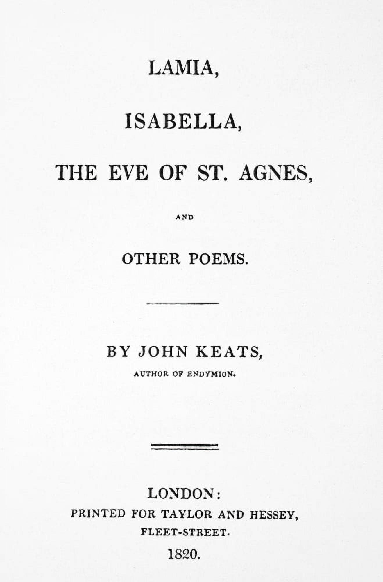 John Keats (1795-1821). /Nenglish Poet. Title Page Of The First Edition ...