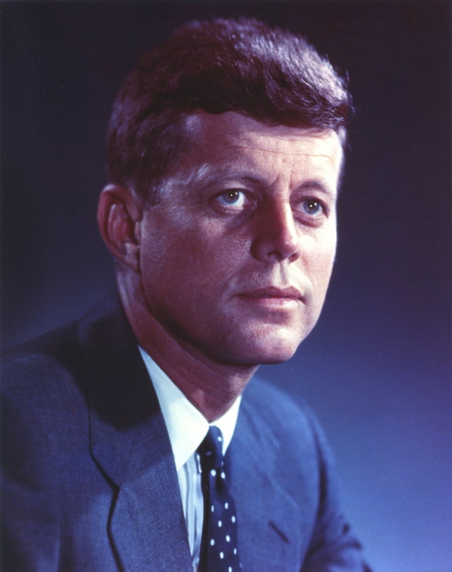 John Kennedy wearing a Blue Suit and a Polka Dot Necktie Photo Print (8 x 10) - Walmart.com