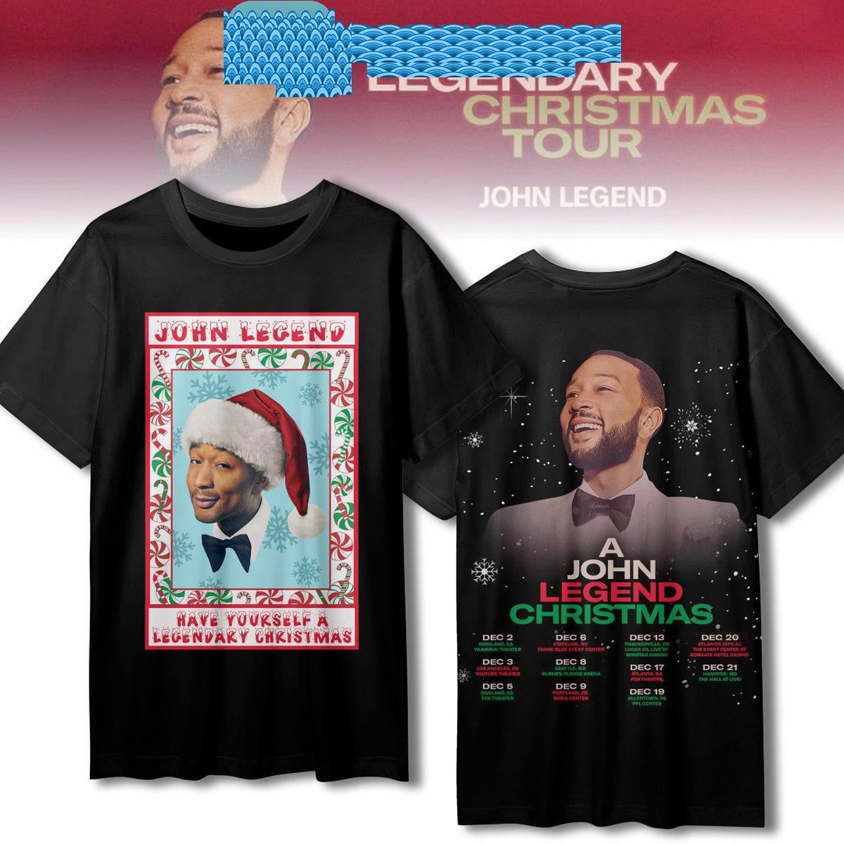 John Legend A Legendary Christmas Tour 2024 Hoodie T-Shirt - Walmart.com