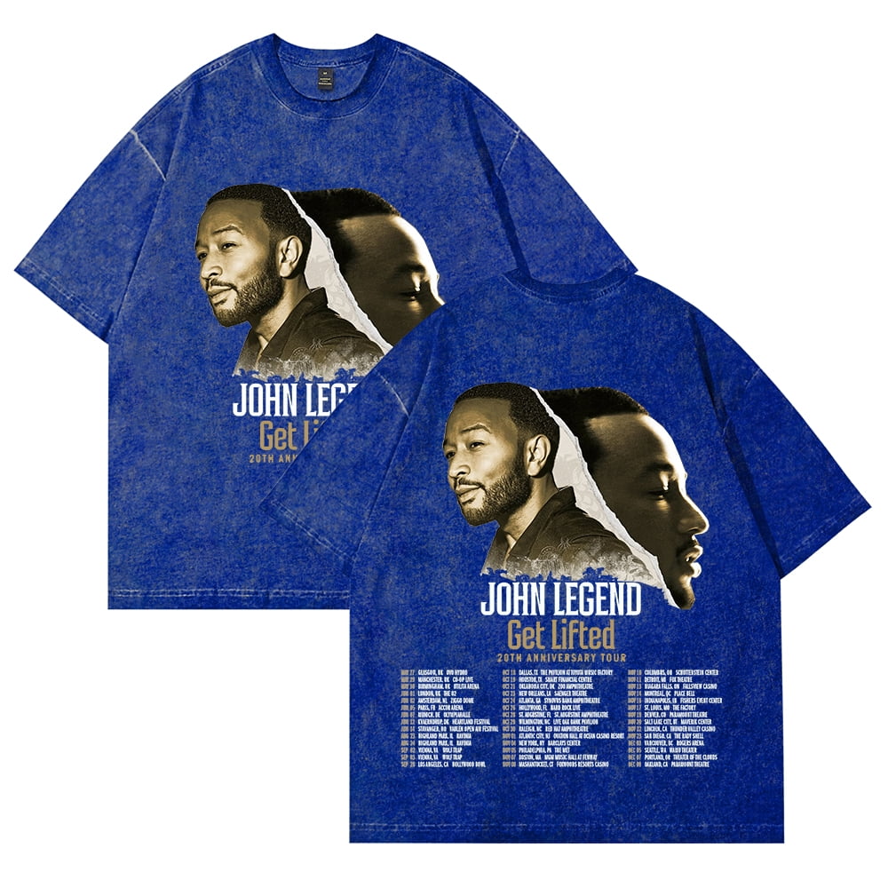 John Legend Tour T-Shirt Vintage Washed Design Round Neck Short Sleeve ...
