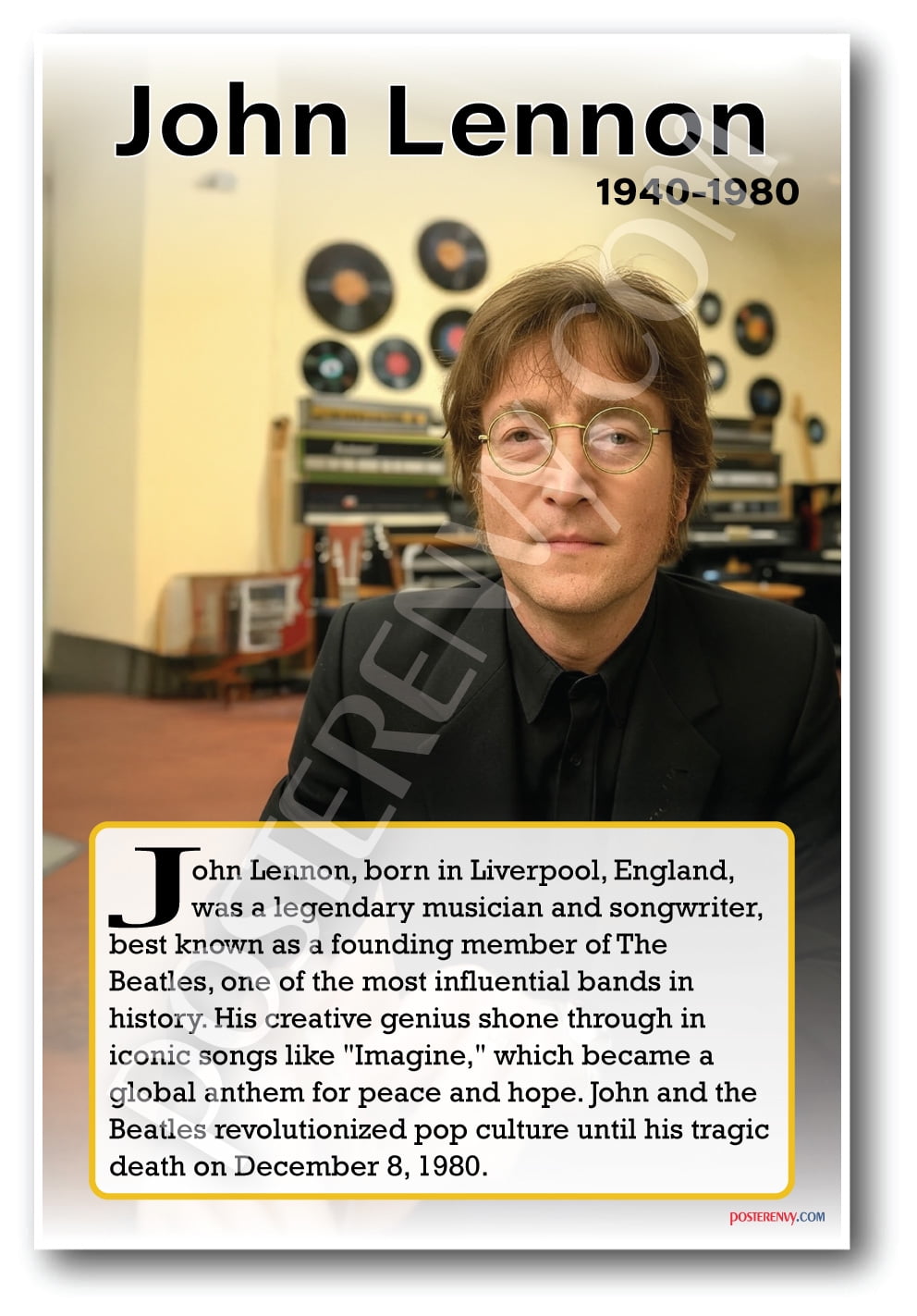 John Lennon - Beatles Musician - Biography Poster 18 x 12 inch ...