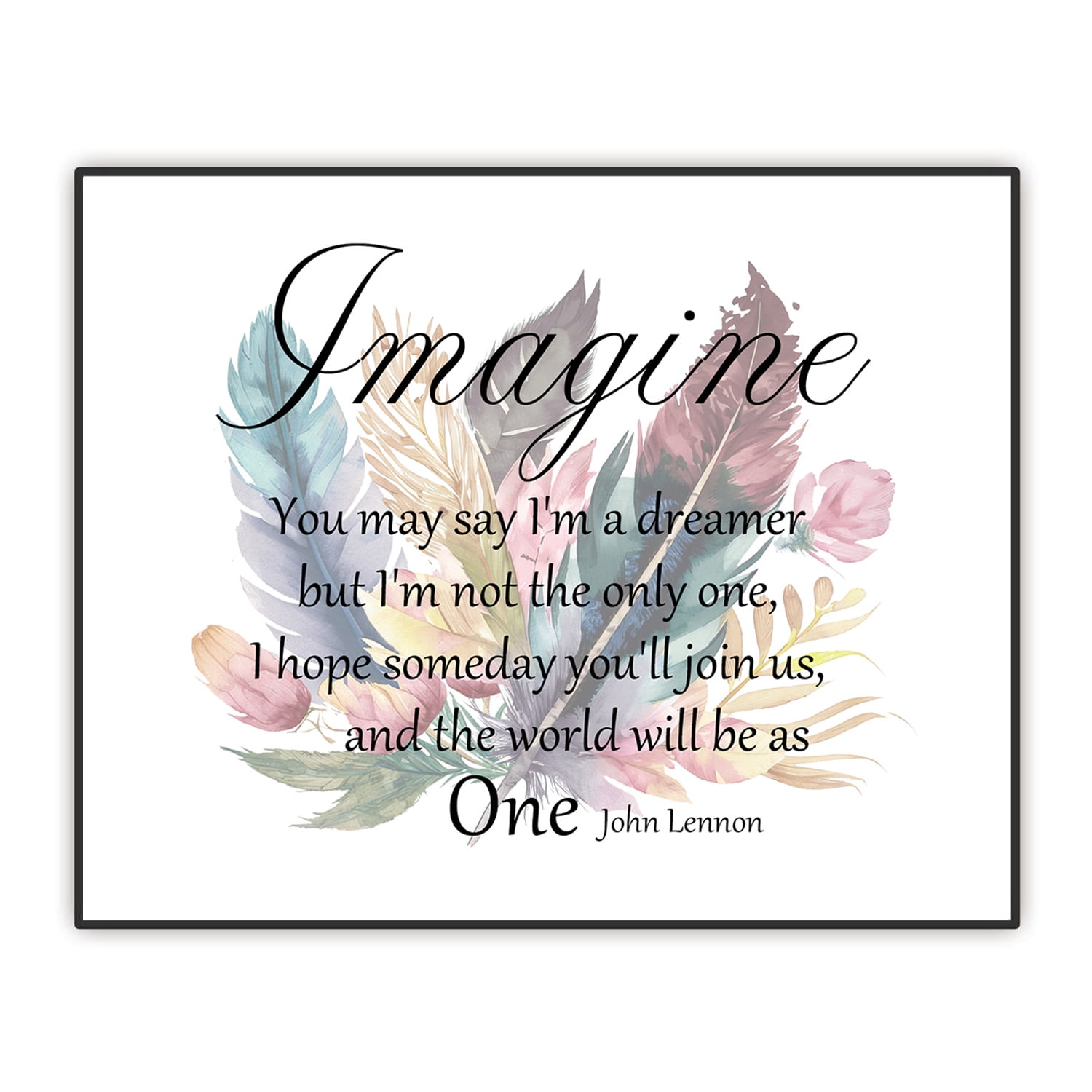 John Lennon Quote Wall Art, Imagine Song lyrics Print, Inspirational ...