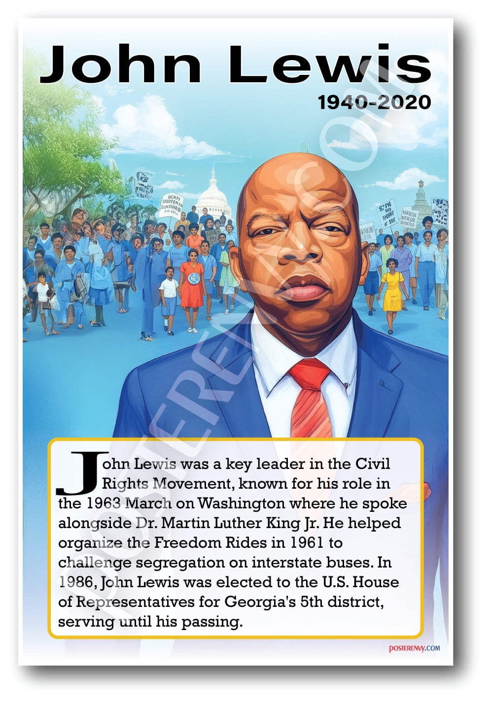 John Lewis - Civil Rights Leader - Biography Poster 18 x 12 inch ...