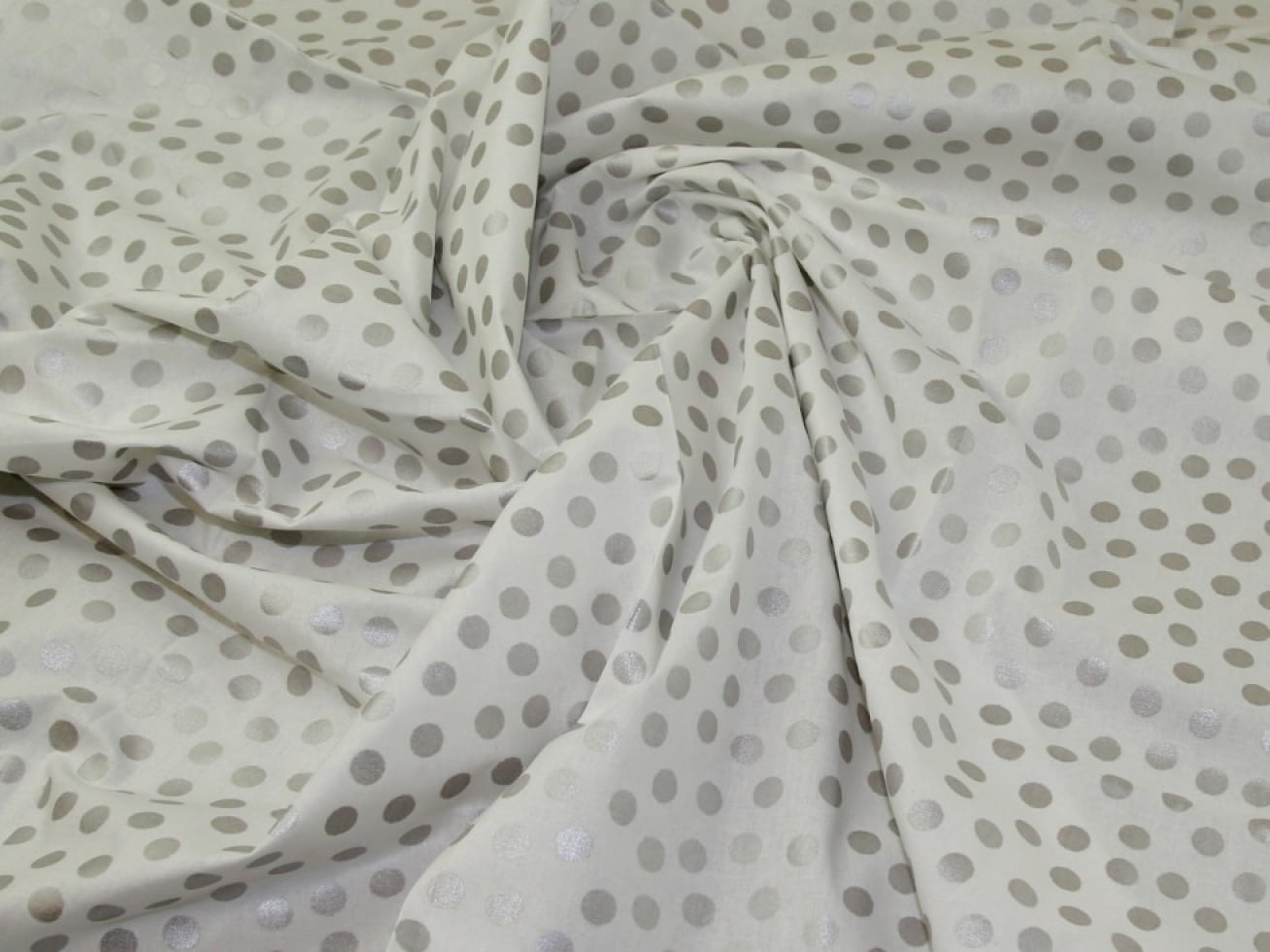 John Louden Metallic 100% Cotton Fabric Silver on White - per yard ...