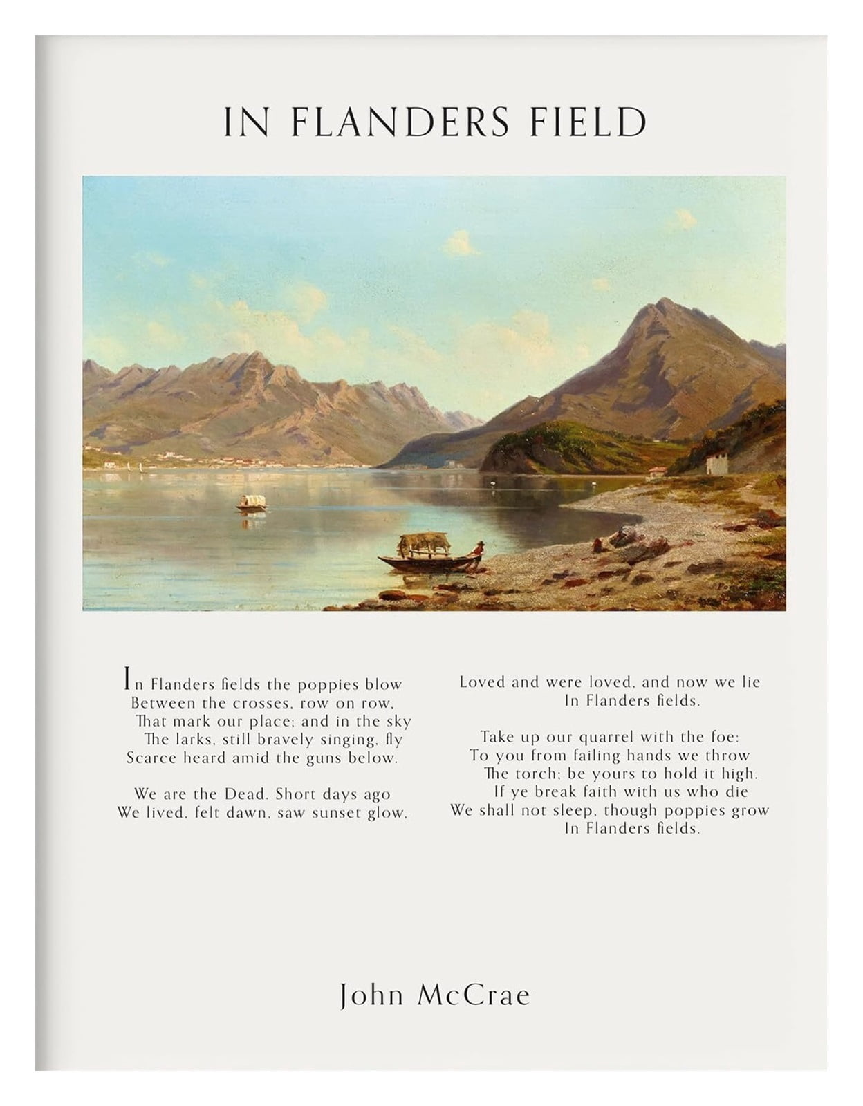 John McCrae Poem Art Print Serene Mountain Landscape Wall Decor ...