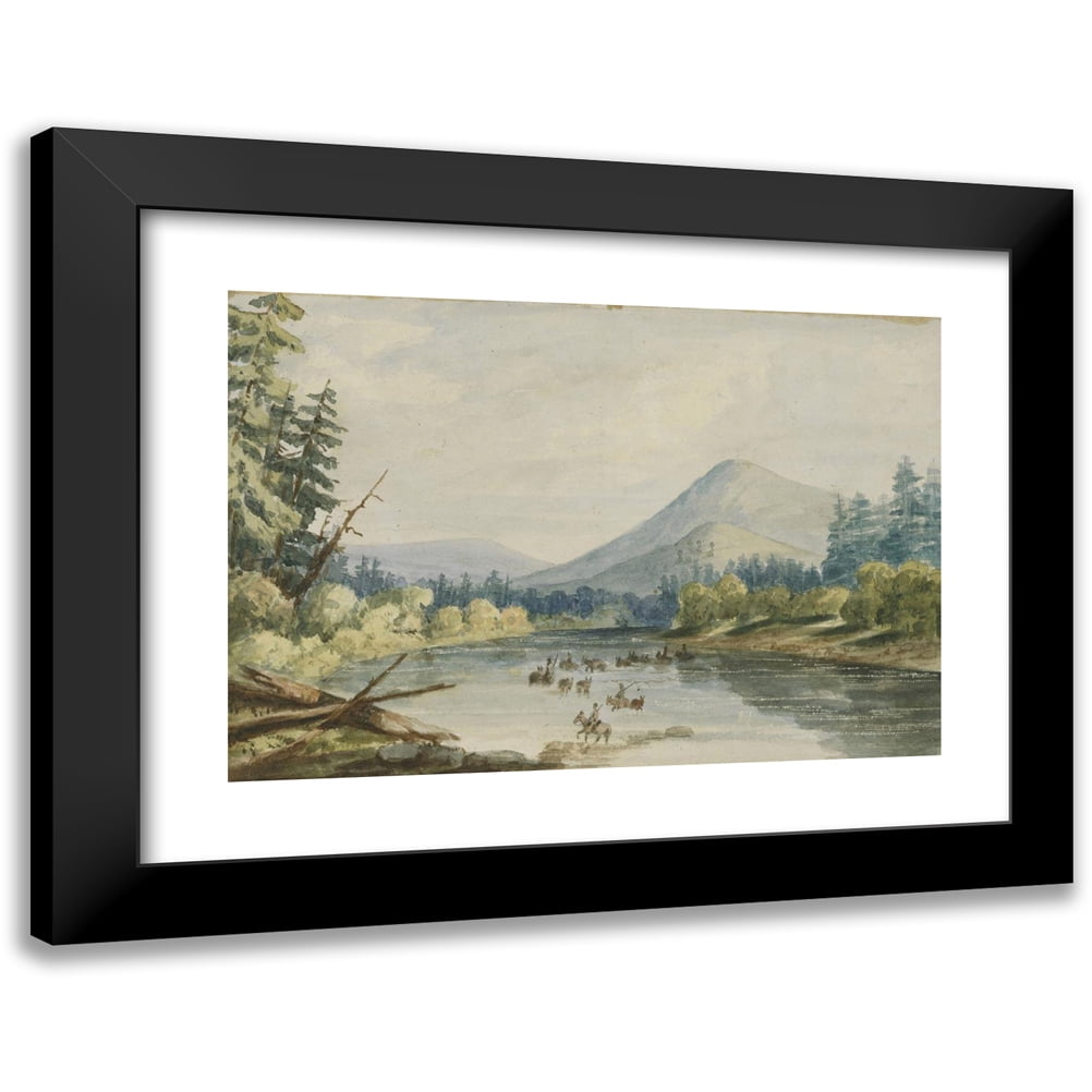 John Mix Stanley 14x11 Black Modern Framed Museum Art Print Titled - Crossing the Bitter Root ...