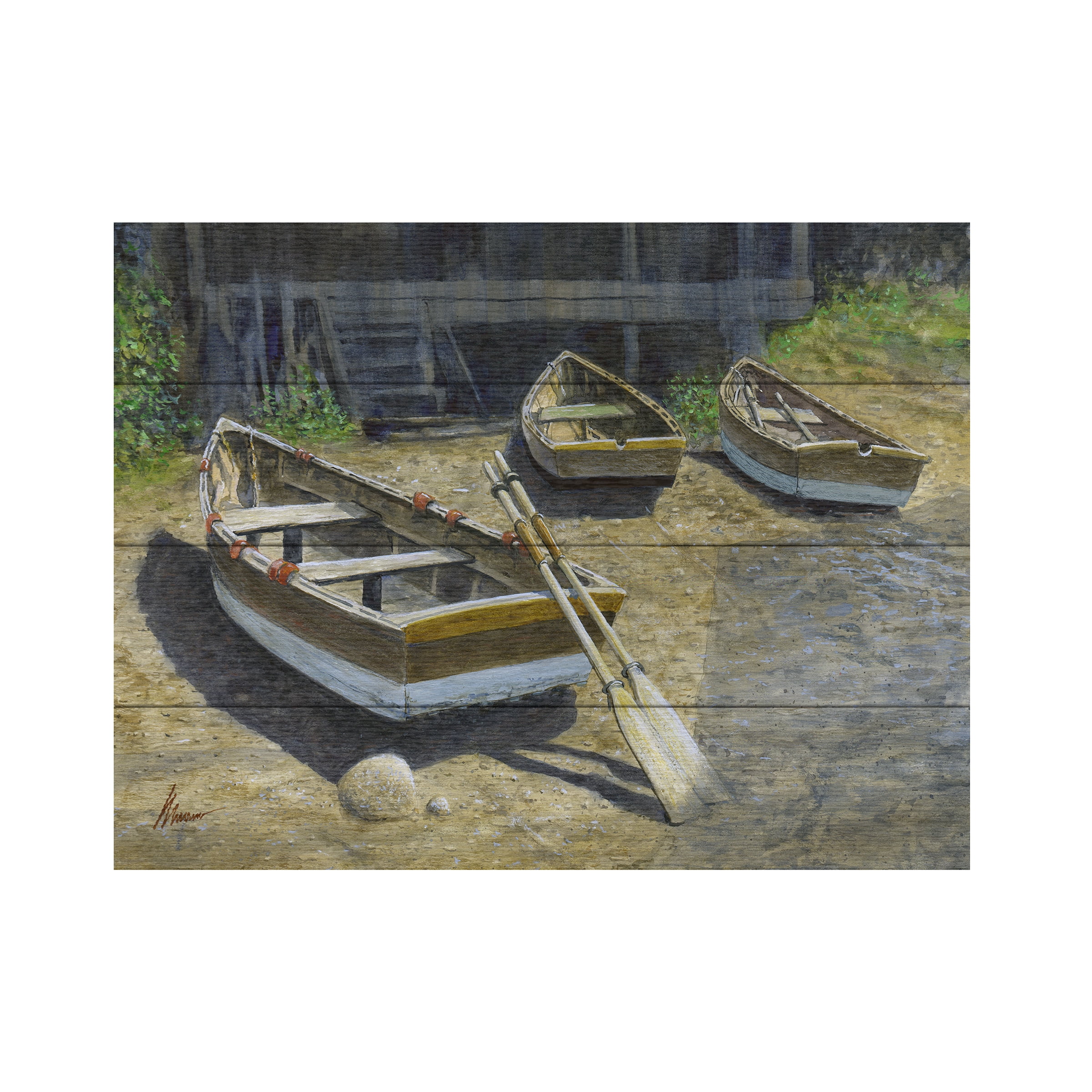 John Morrow 'Two Oar More' Wood Slat Art 12x16 - Walmart.com
