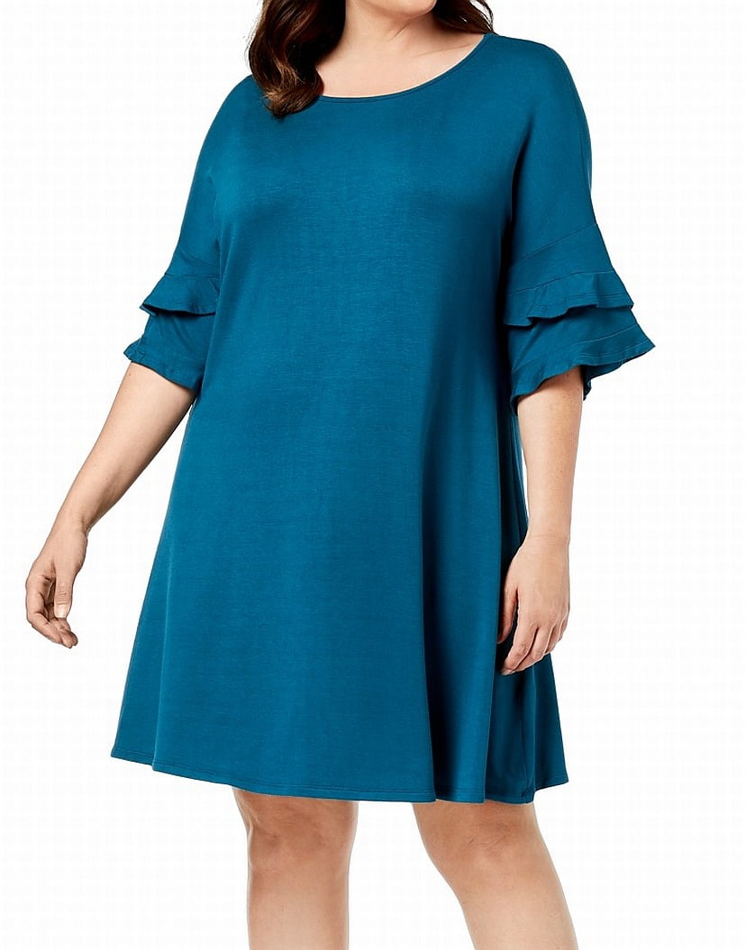 John Paul Richard Plus Size Ruffle Sleeve Dress Sylvan Teal 2X ...