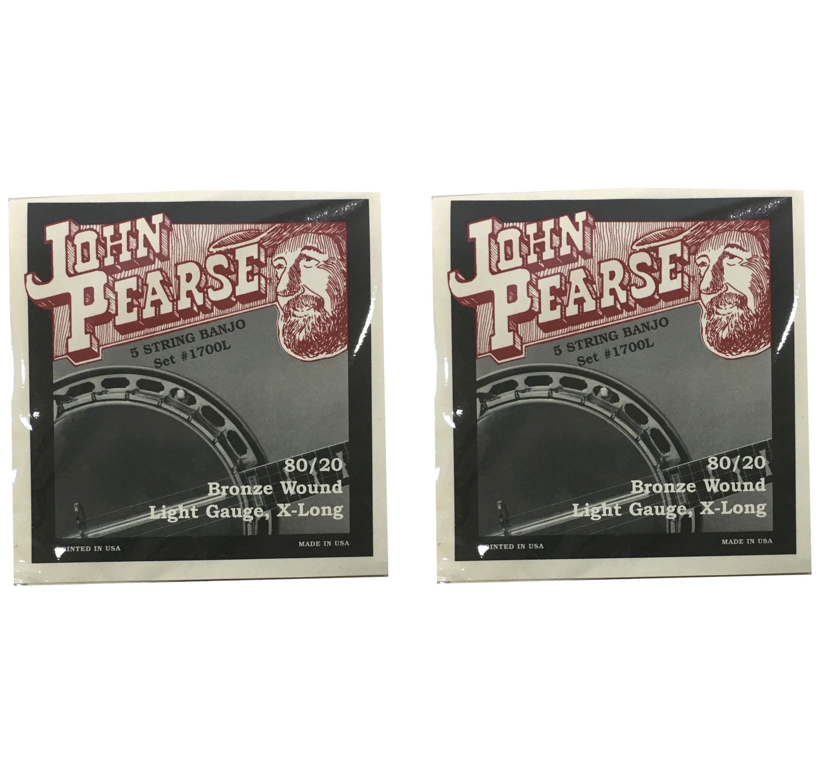 John Pearse Banjo Strings 3 Pack 80/20 Bronze Wound Light Gauge Extra ...