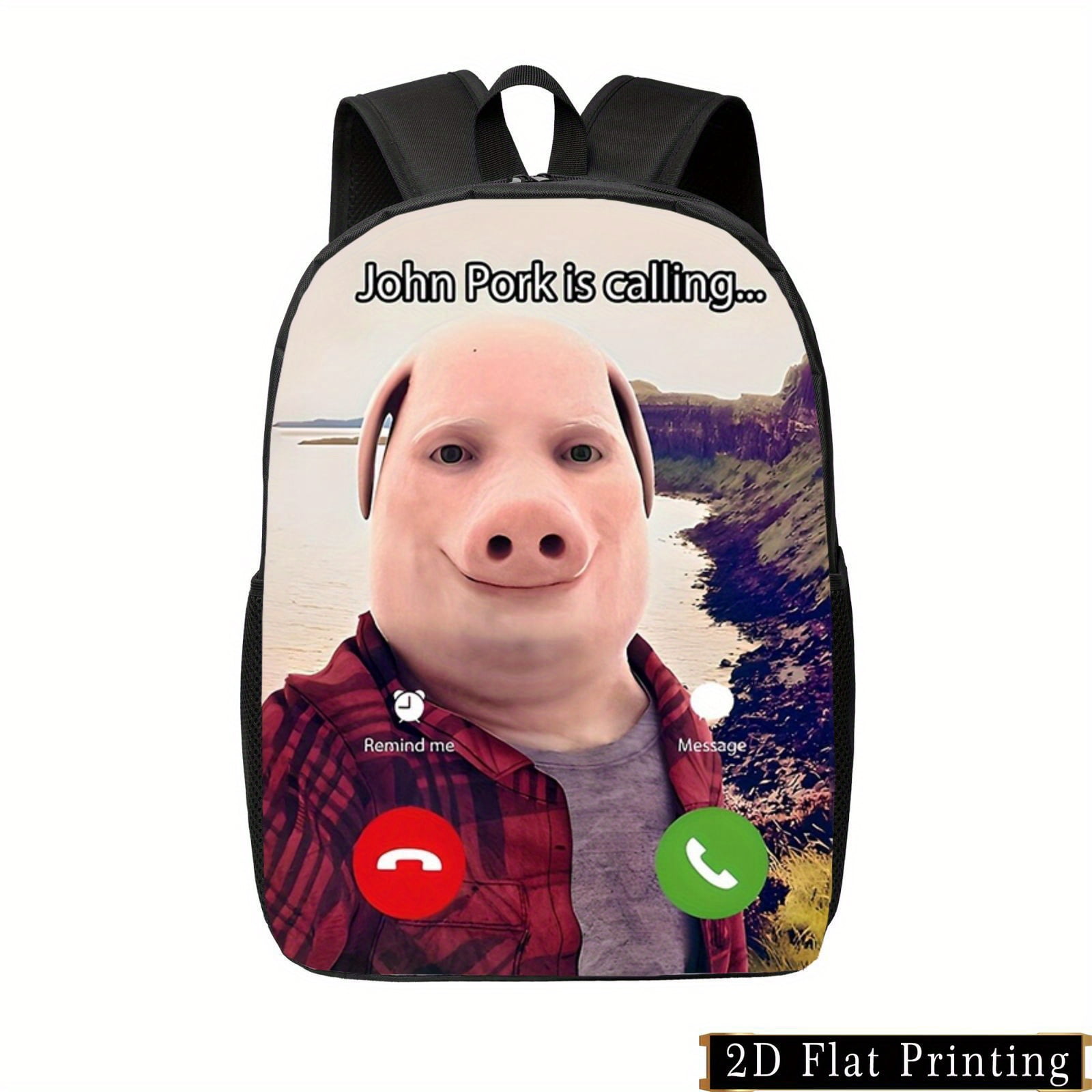 John Pork Cartoon Print Backpack Lightweight Large Capacity Foldable ...