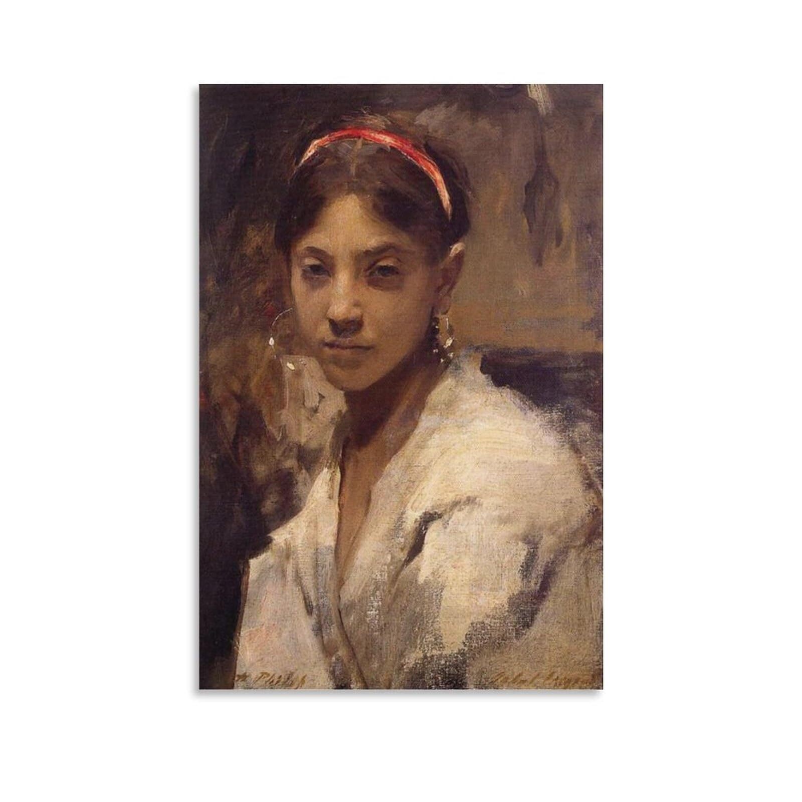 John Singer Sargent Poster Head of A Capri Girl (1878) Artworks Canvas ...