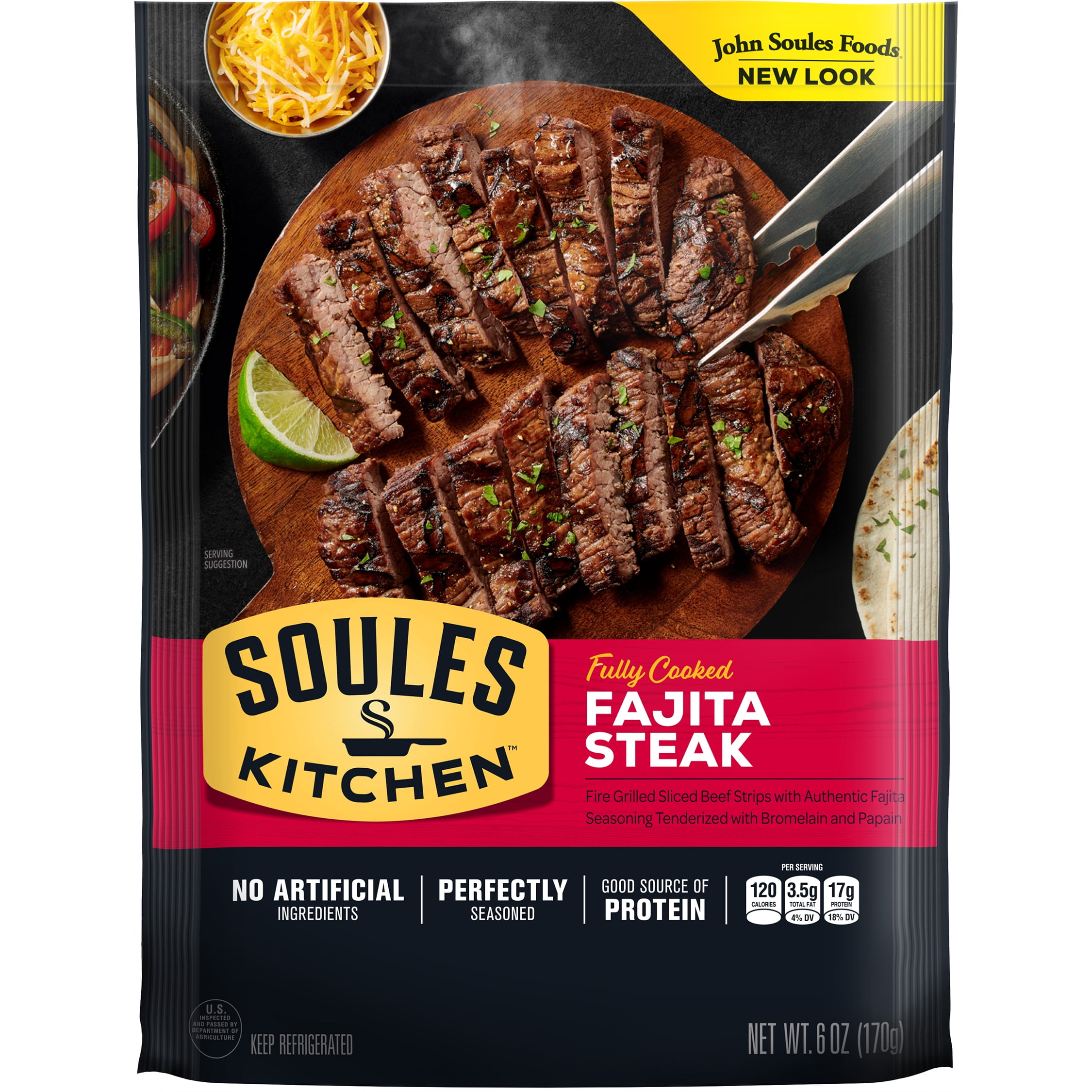 John Soules Foods Fully Cooked Steak Fajita Strips 6 oz Fire-Grilled ...