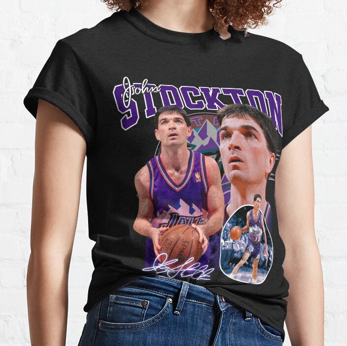 John Stockton Legend Basketball Signature Vintage Retro 80s 90s Bootleg ...