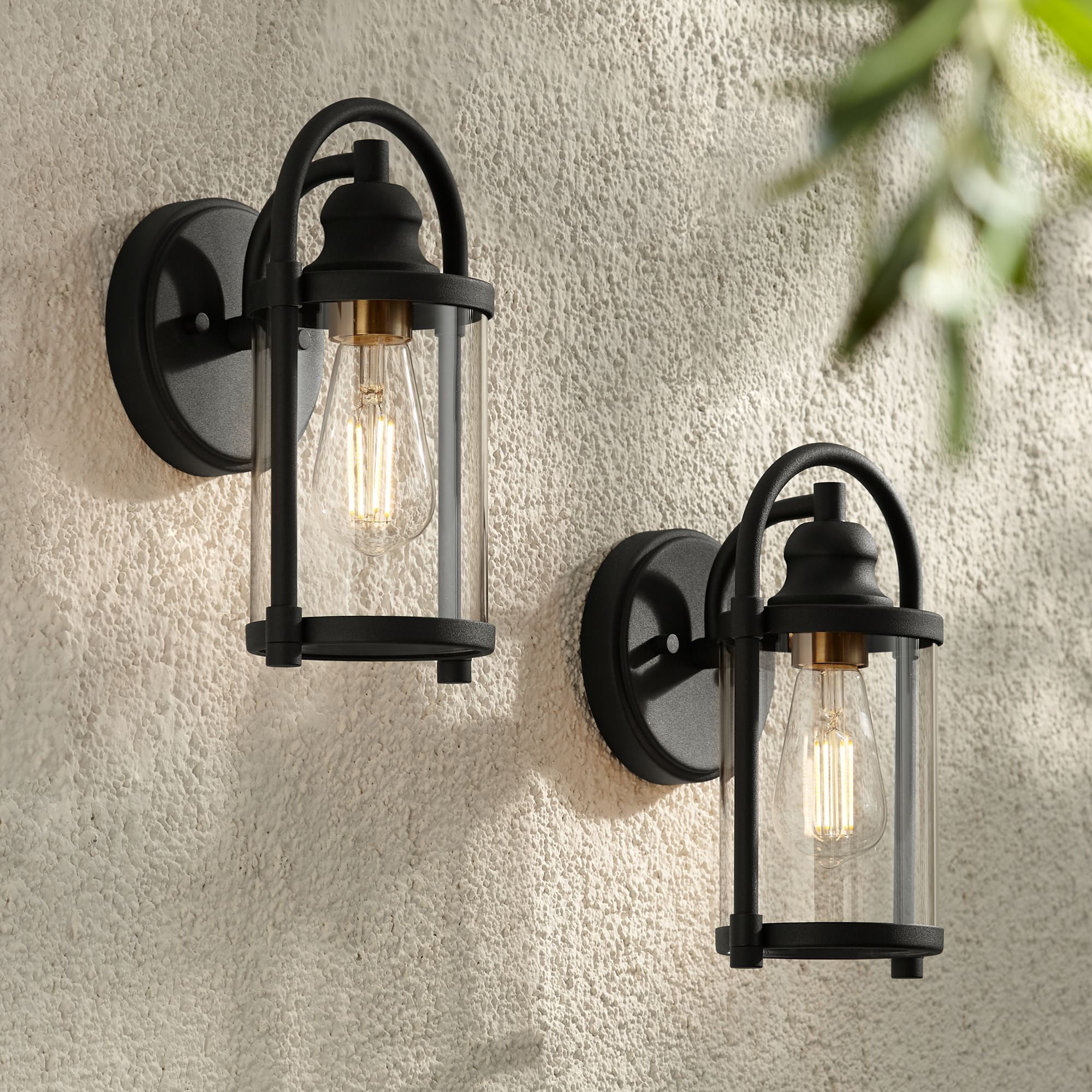 John Timberland Avani Modern Outdoor Wall Light Fixtures Set of 2 Black ...