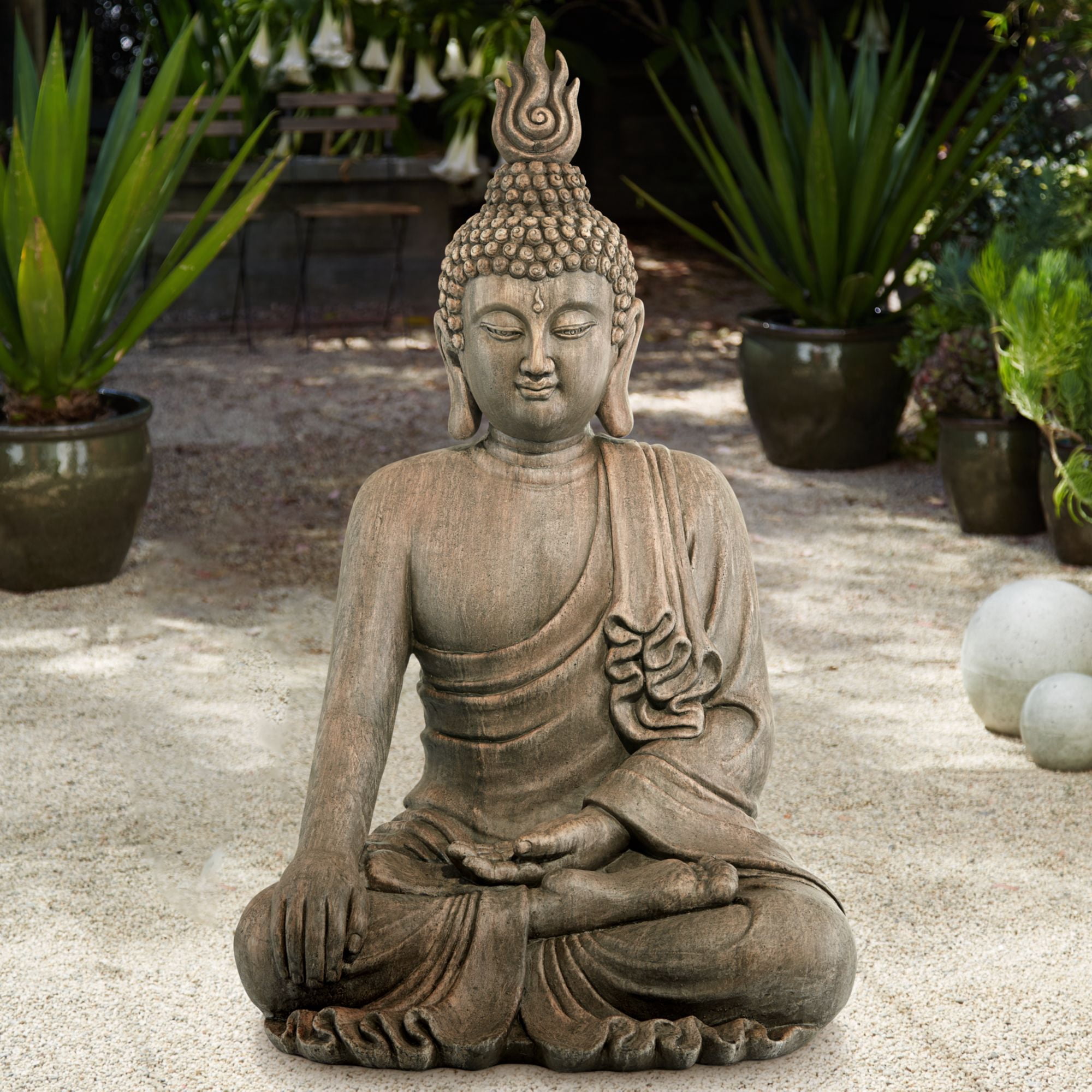 John Timberland Large Sitting Buddha Statue Sculpture Zen Asian Garden ...