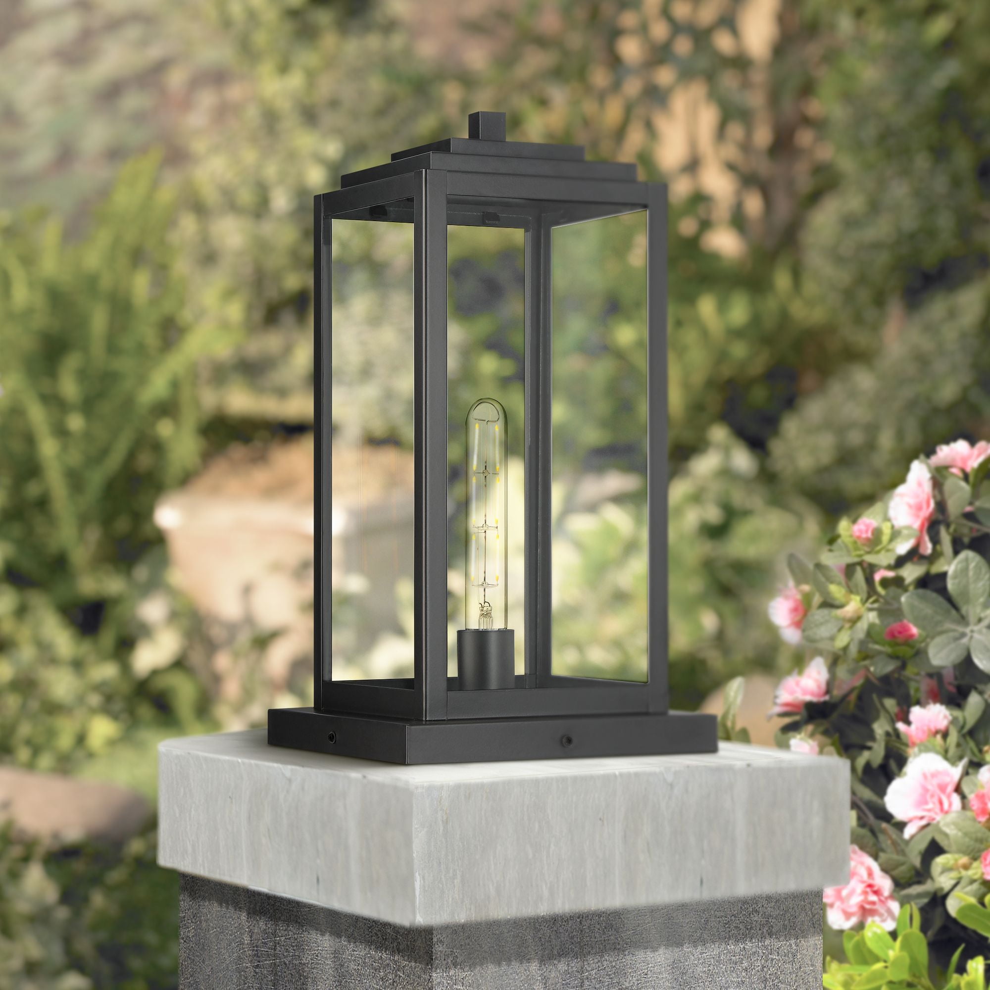 John Timberland Modern Outdoor Pier Mount Light Matte Black 17" Clear ...