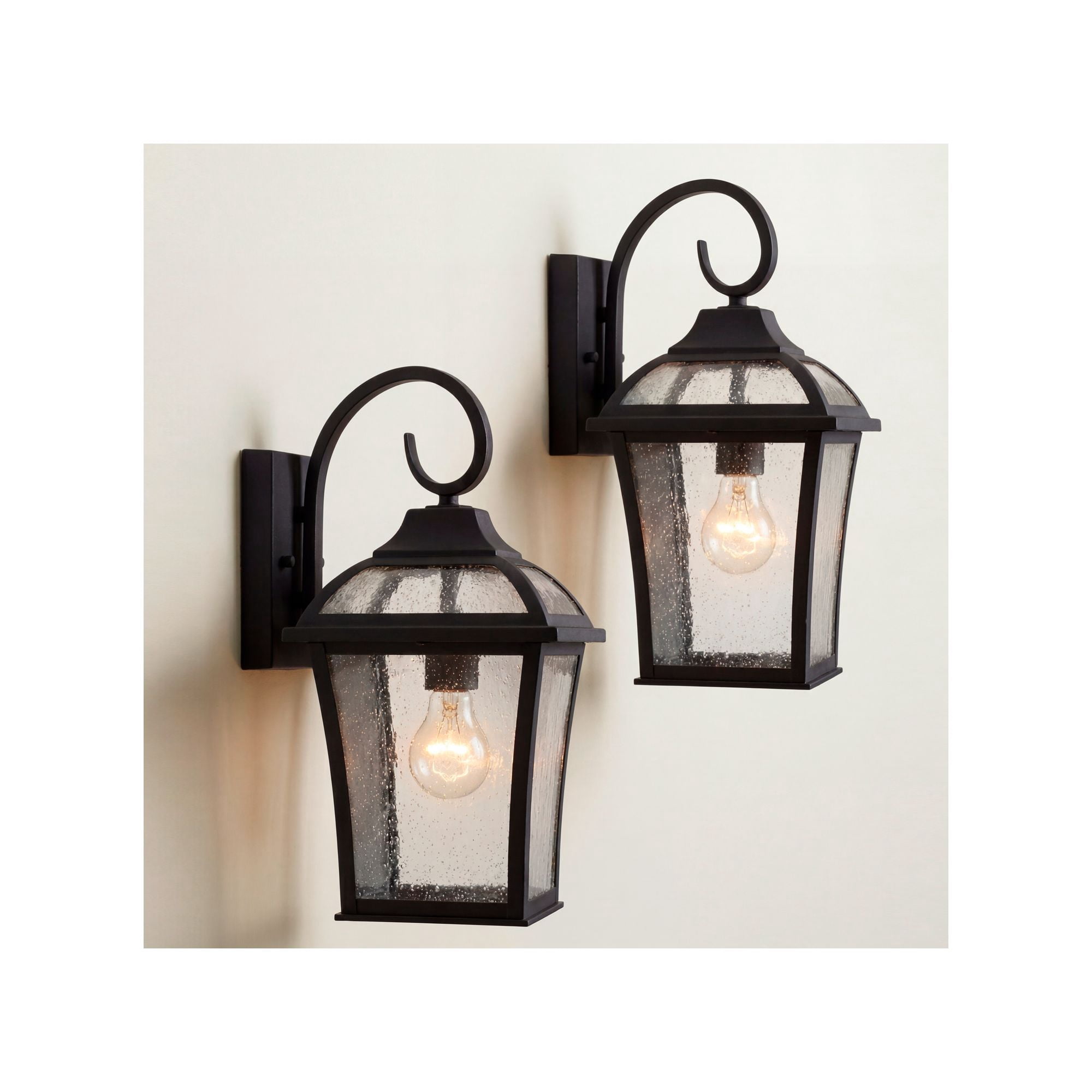 John Timberland Set of 2 Rustic Lantern Outdoor Wall Lights, 15 ...