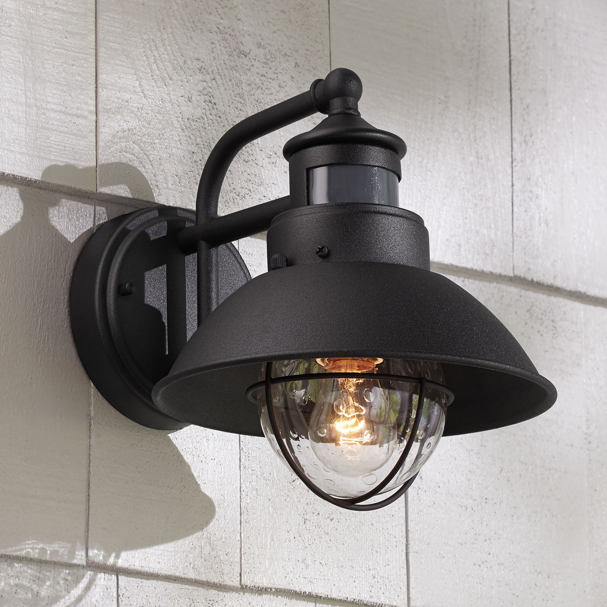 "John Timberland Oberlin Outdoor Barn Light, Black, Dusk to Dawn Motion ...