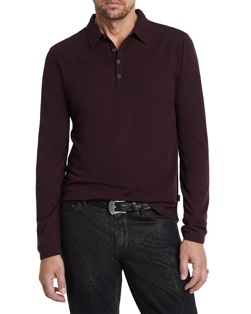 John Varvatos mens Maleo Regular Fit Wool-Blend Polo Sweater, m, Purple ...