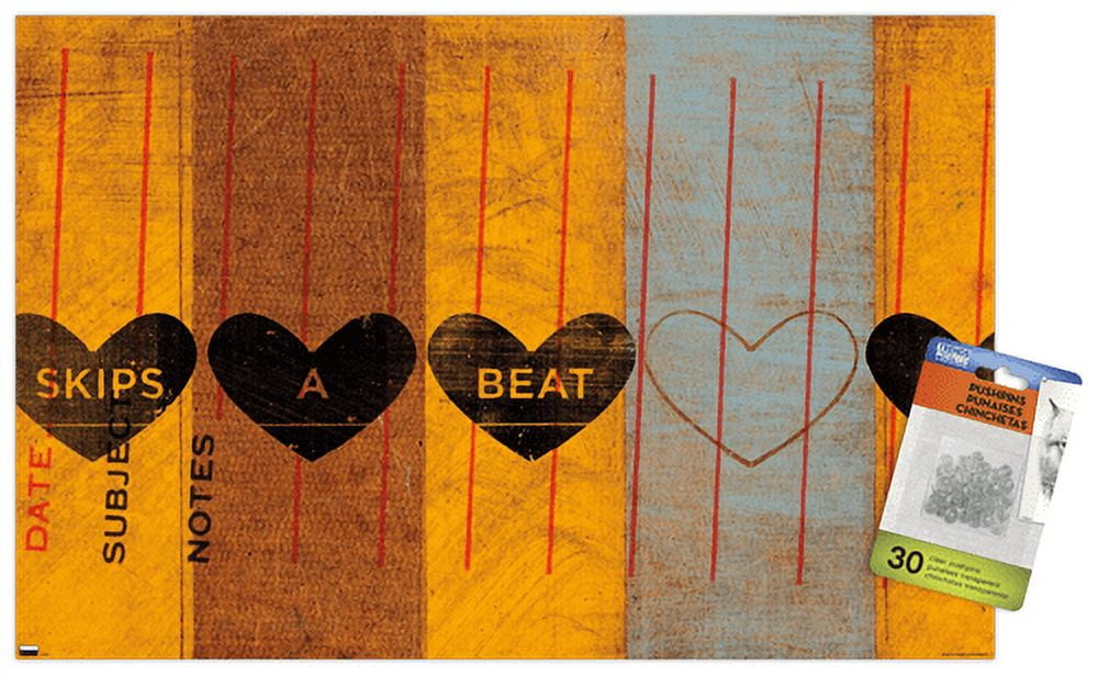 John W. Golden - Skips a Beat Wall Poster with Push Pins, 14.725" x 22. ...