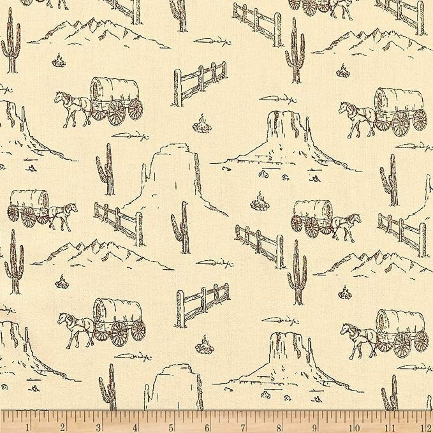 John Wayne Landscape Tan Cotton Fabric - Walmart.com