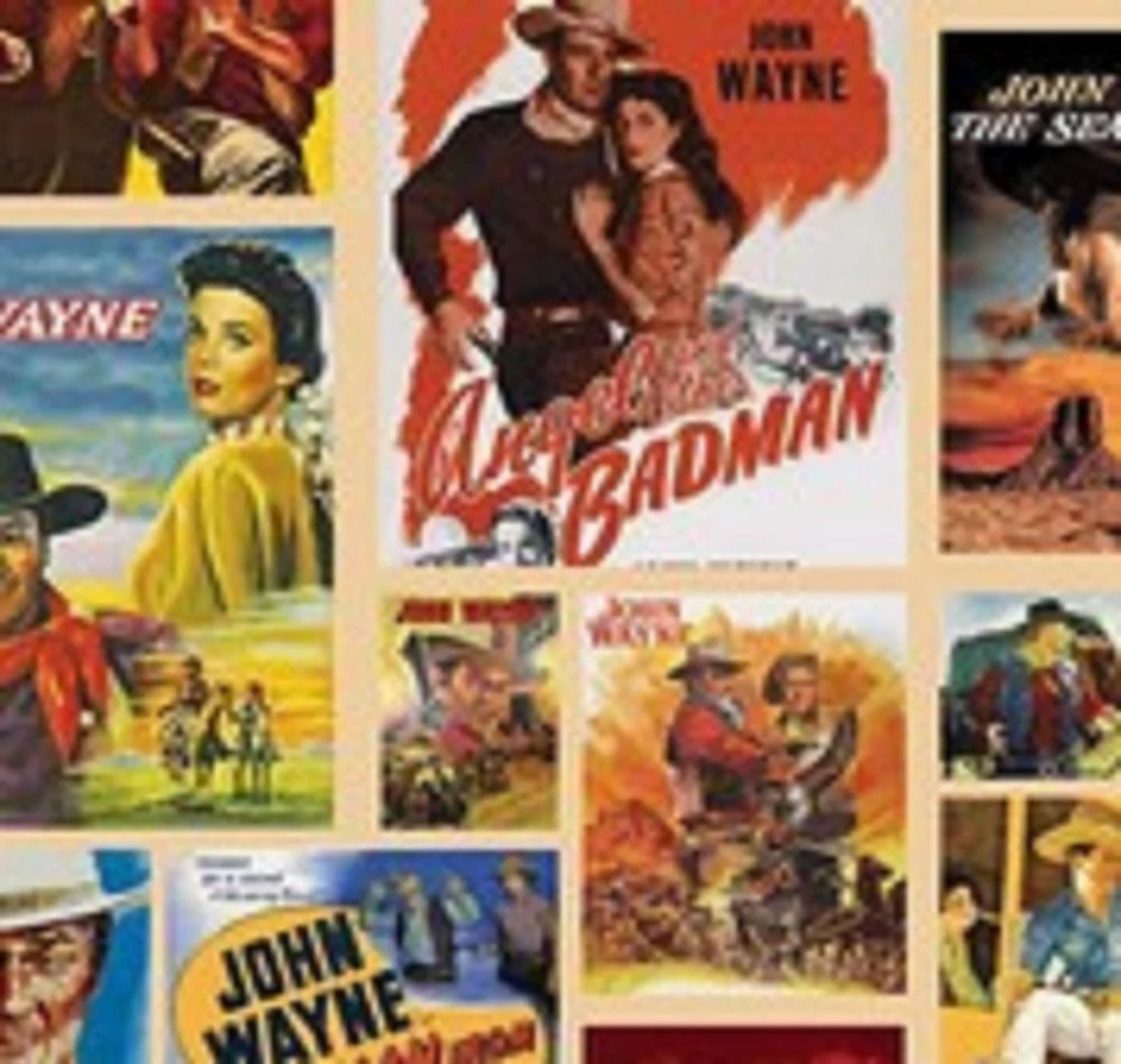John Wayne Tan Film Posters Cotton Fabric- 1/2 YARD PRECUT - Walmart.com