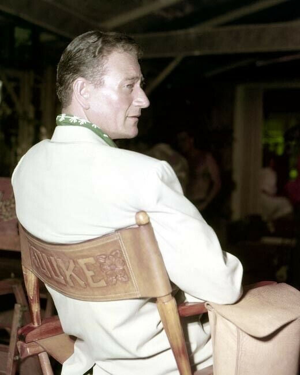 John Wayne The Duke sitting in his movie chair on set 1950's 24x30 inch ...