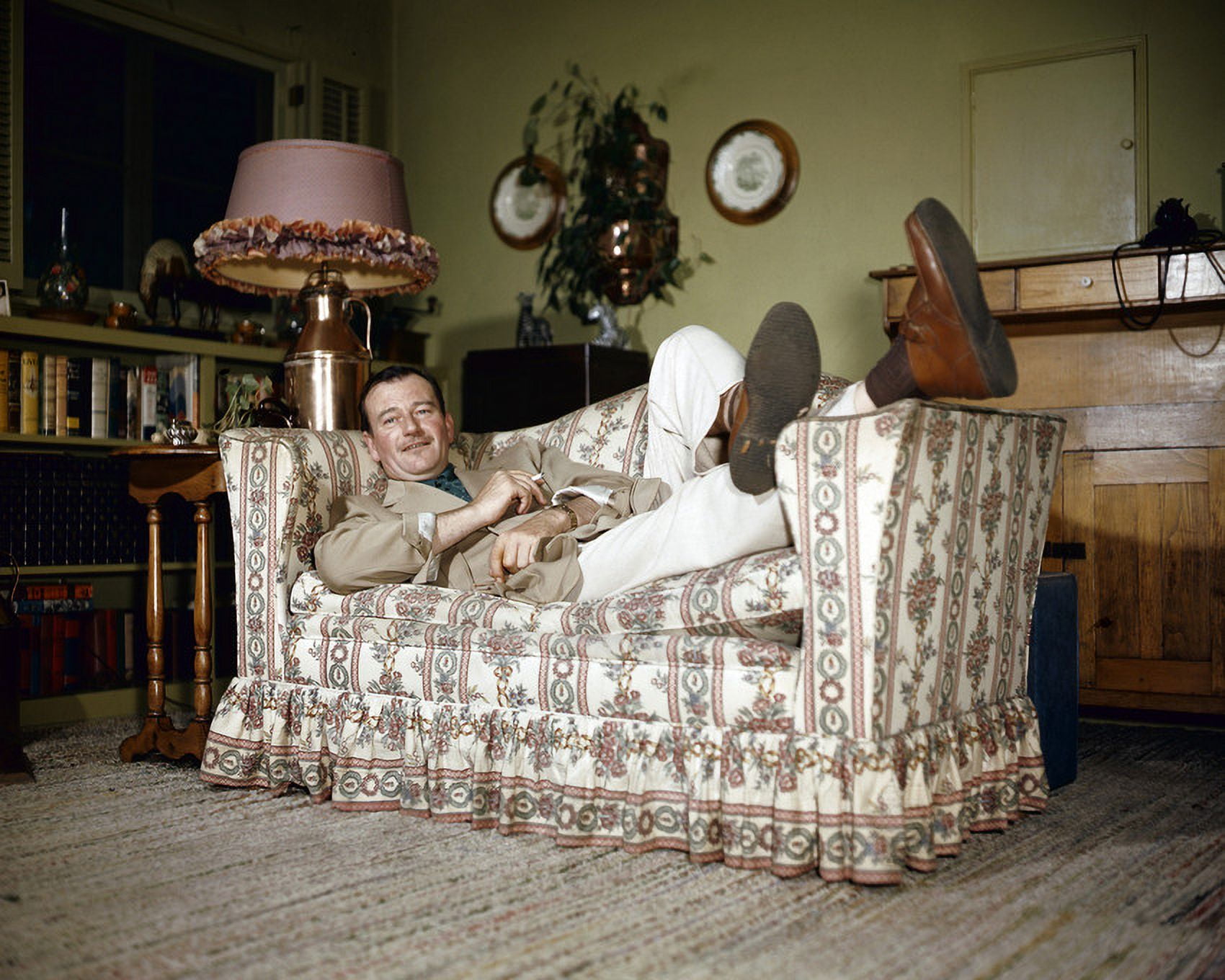 John Wayne relaxing on couch with moustache vintage image 24x36 Movie ...