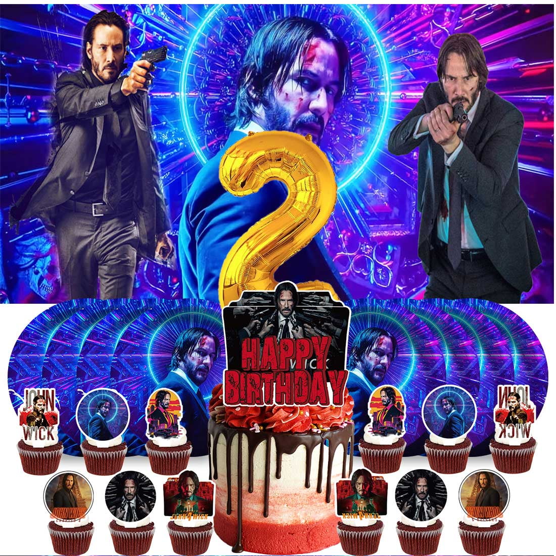 John Wick Balloons Party Supplies 2nd Decor Tableware Birthday Cake ...